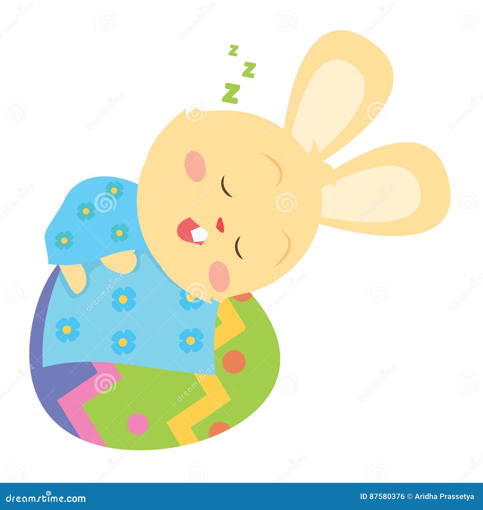 Bunny Sleeping in Easter Egg Design Style Stock Vector - Illustration ...