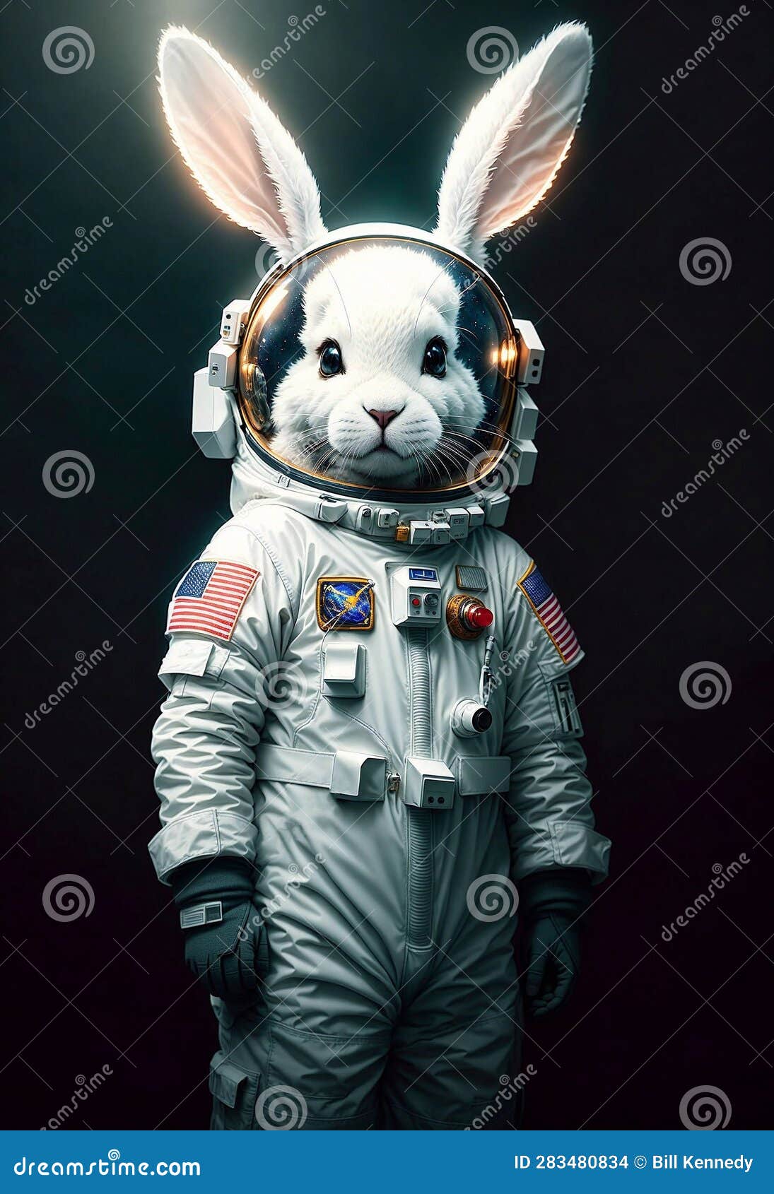 Bunny in Space Suit Created with Generative AI Stock Illustration ...