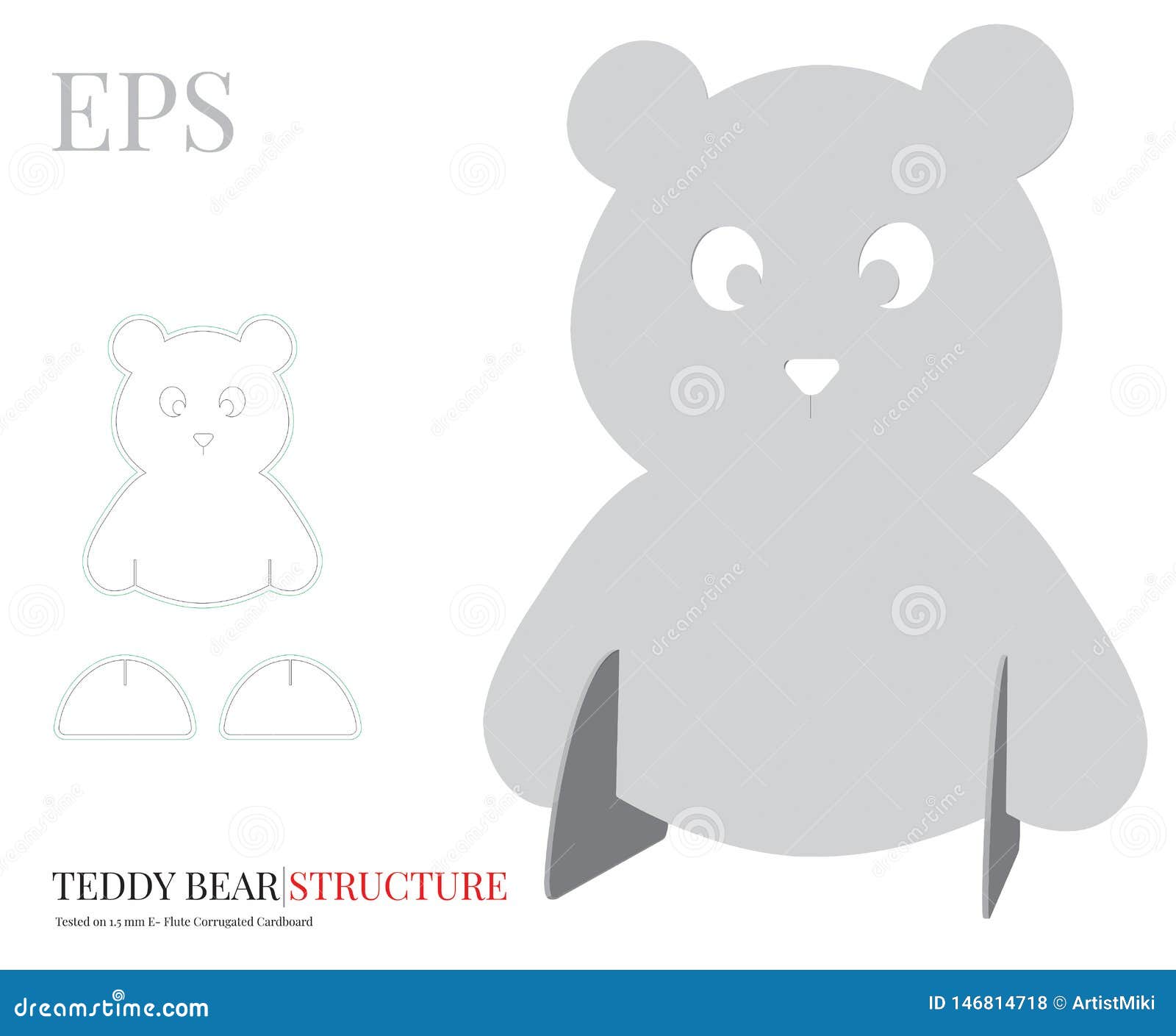 Teddy Bear Template, Vector with Die Cut / Laser Cut Layers. Teddy Bear ...