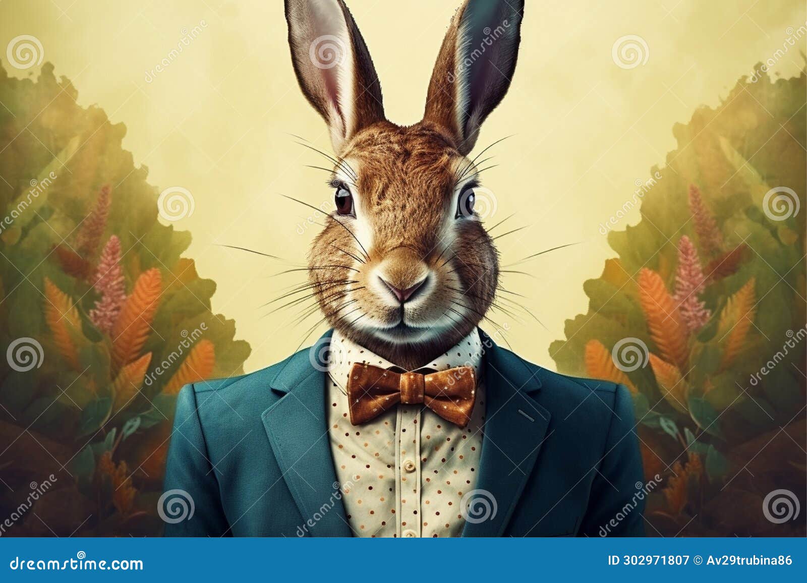 Bunny in a suit stock illustration. Illustration of graphic - 302971807