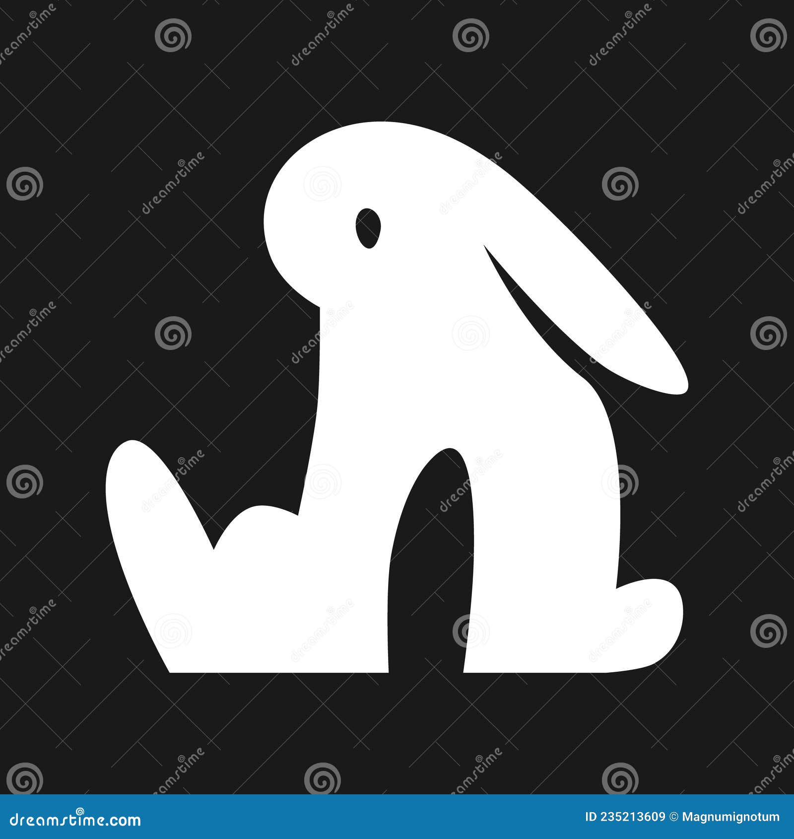 Bunny Symbol on Black Backdrop Stock Vector - Illustration of cute ...
