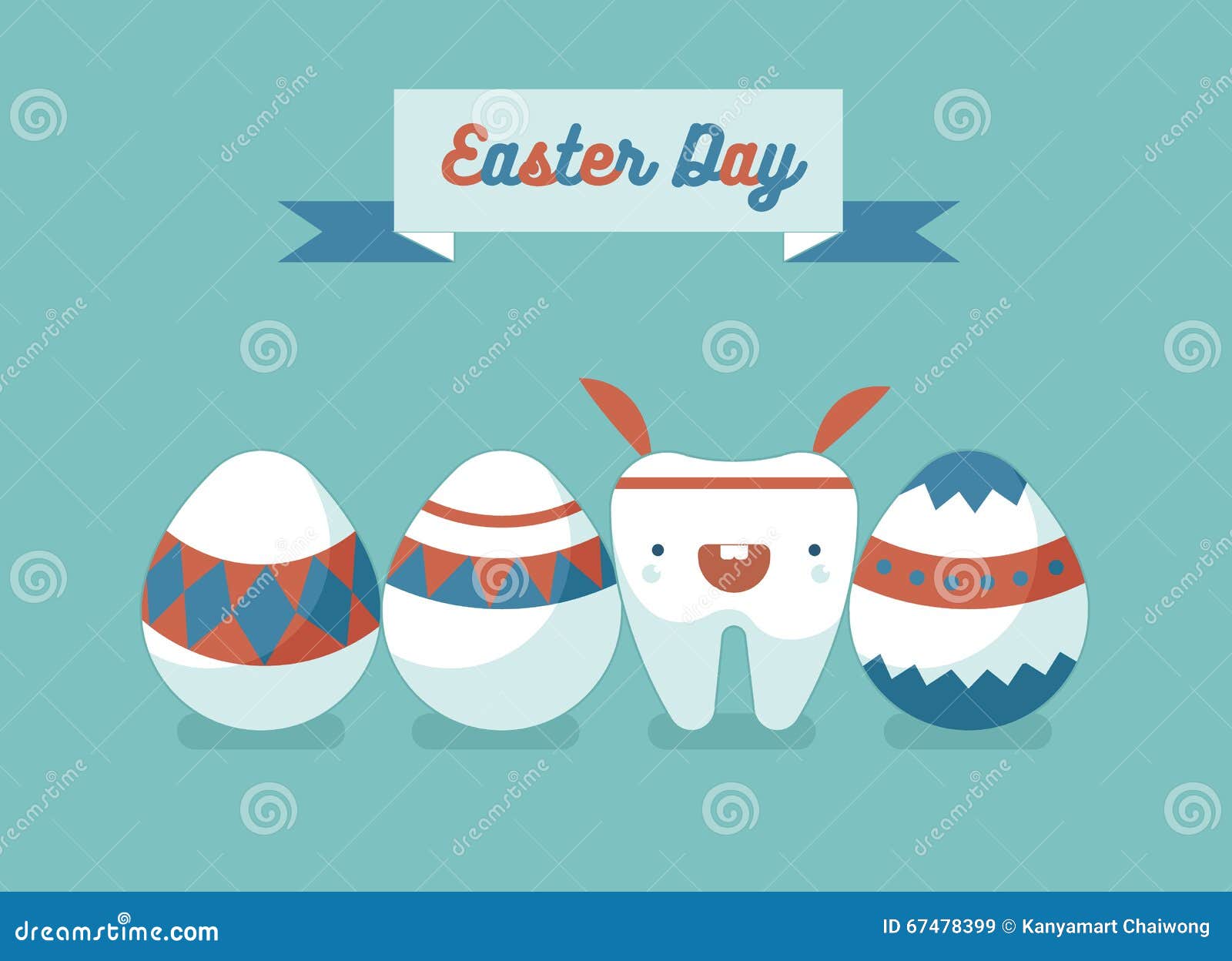 Bunny Tooth and Eggs of Easter Day Stock Vector - Illustration of ...