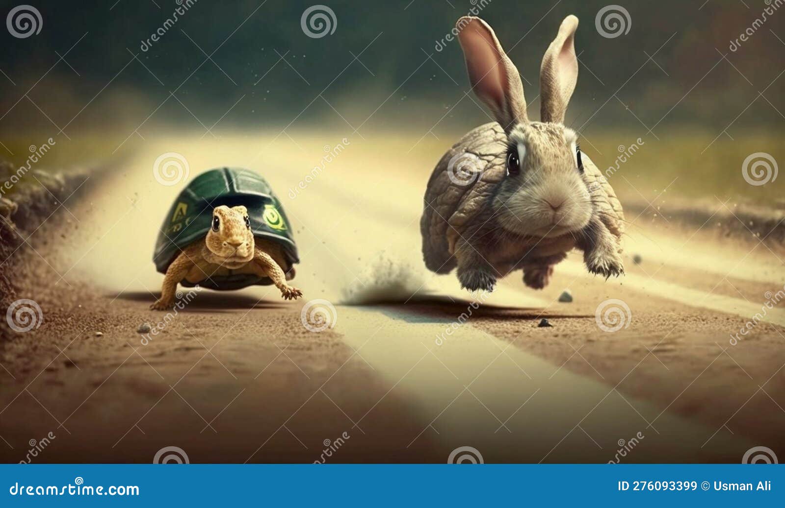 A Bunny and a Turtle are Racing. AI Stock Illustration - Illustration ...
