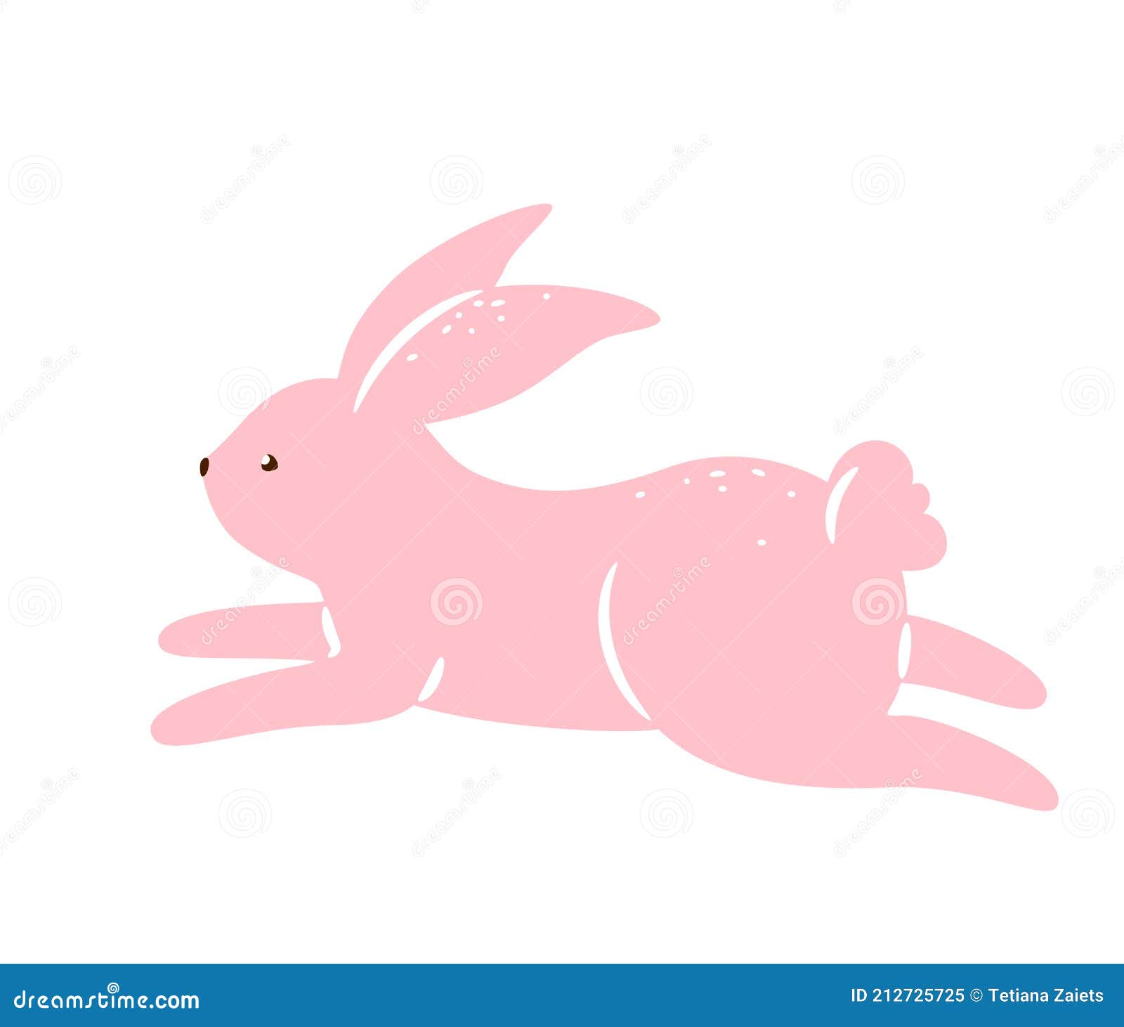 Bunny Vector Illustration. Pink Textured Rabbit Isolated on White ...
