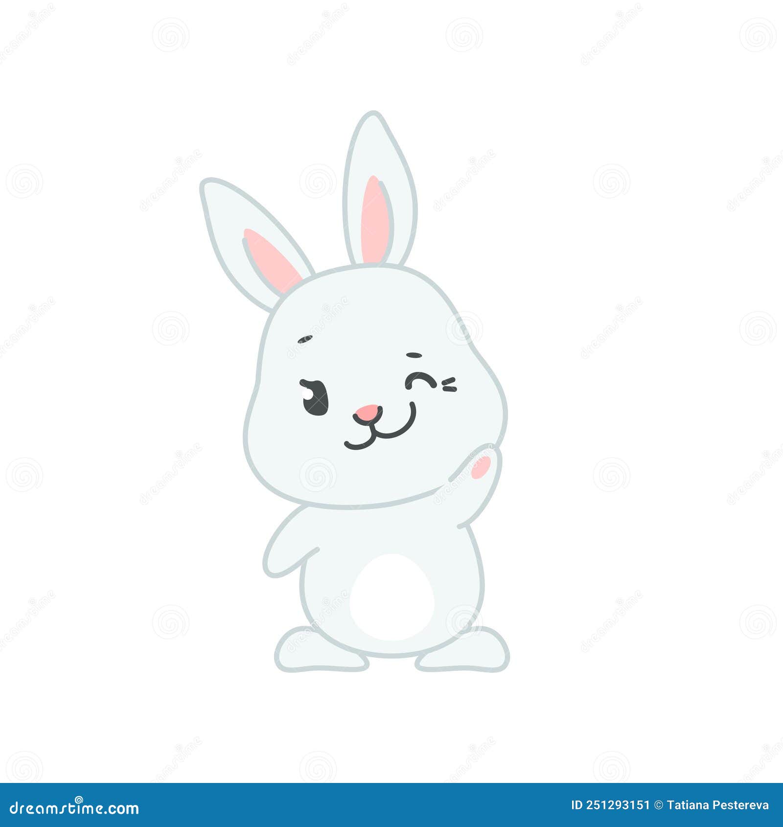 Cute Smiling Bunny with Winking Eye Stock Vector - Illustration of ...