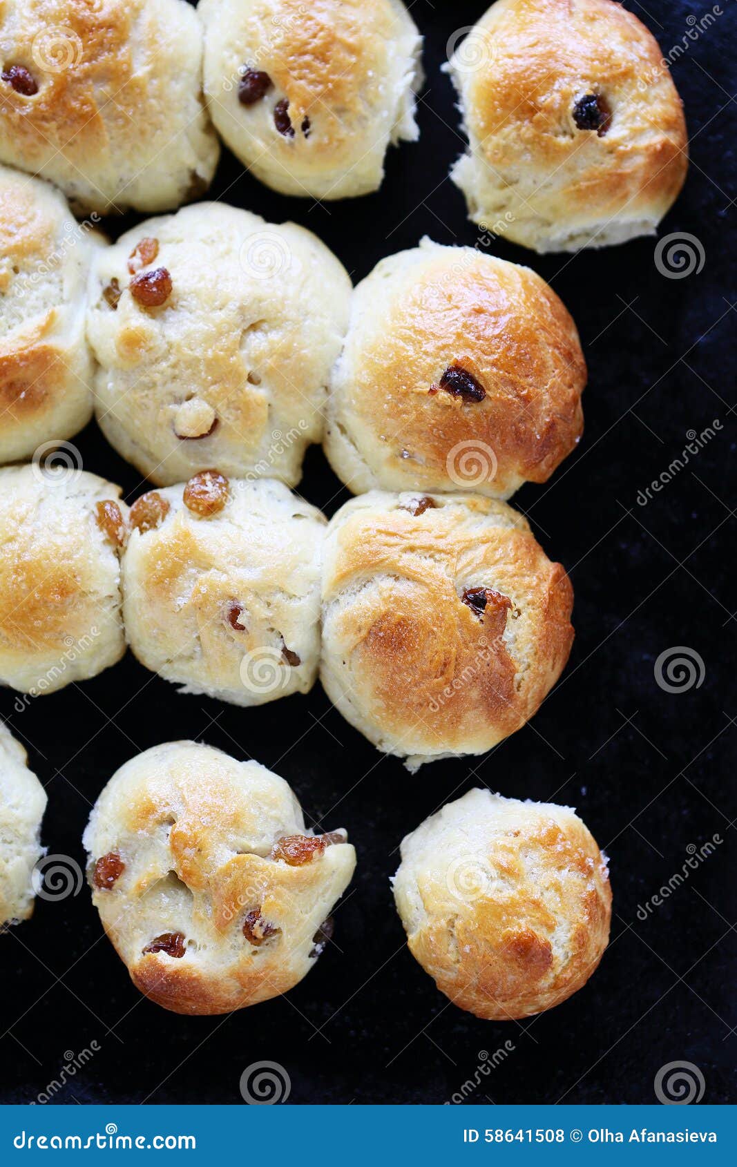 Buns on a baking sheet stock photo. Image of slate, bread - 58641508