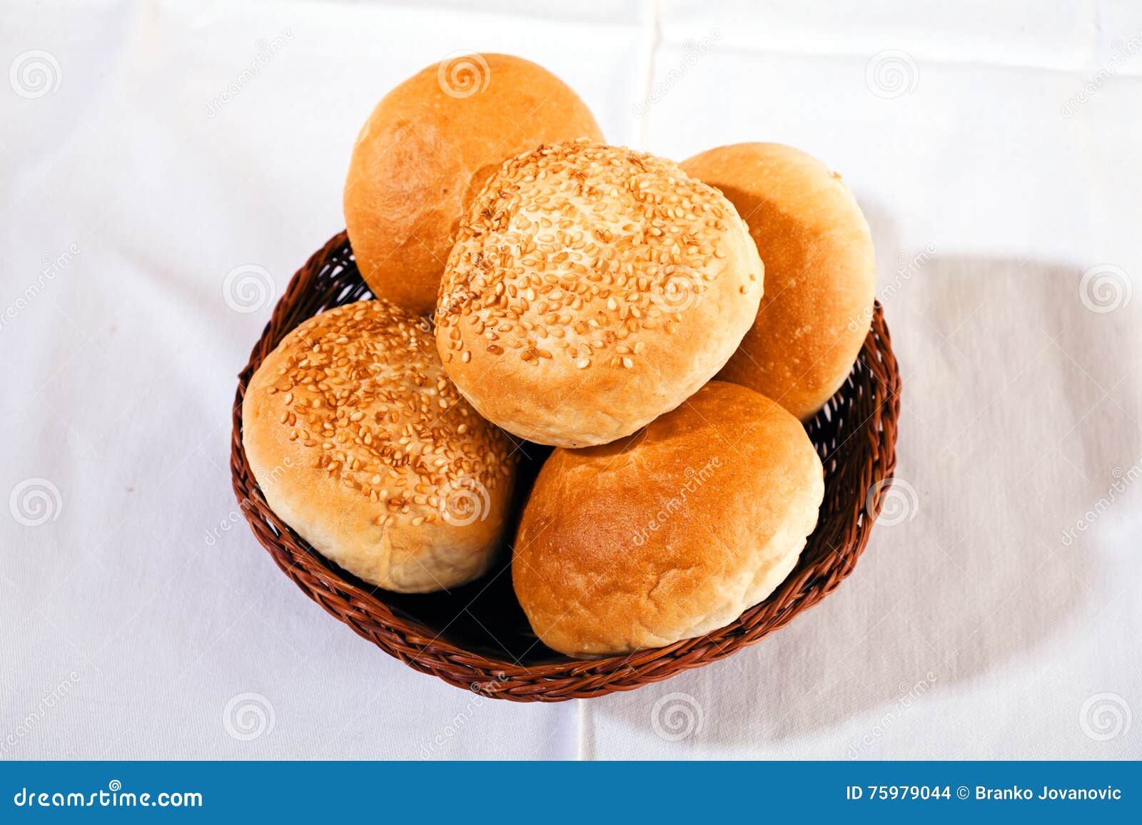 Buns in a basket stock photo. Image of rustic, traditional - 75979044