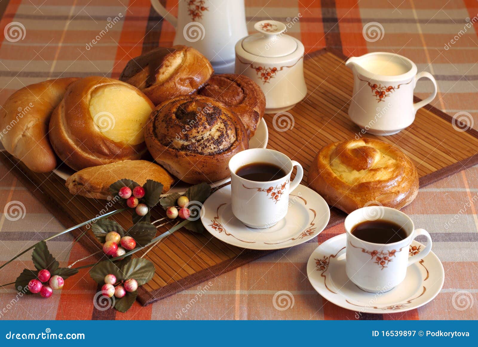 Buns and coffee stock image. Image of check, food, coffee - 16539897
