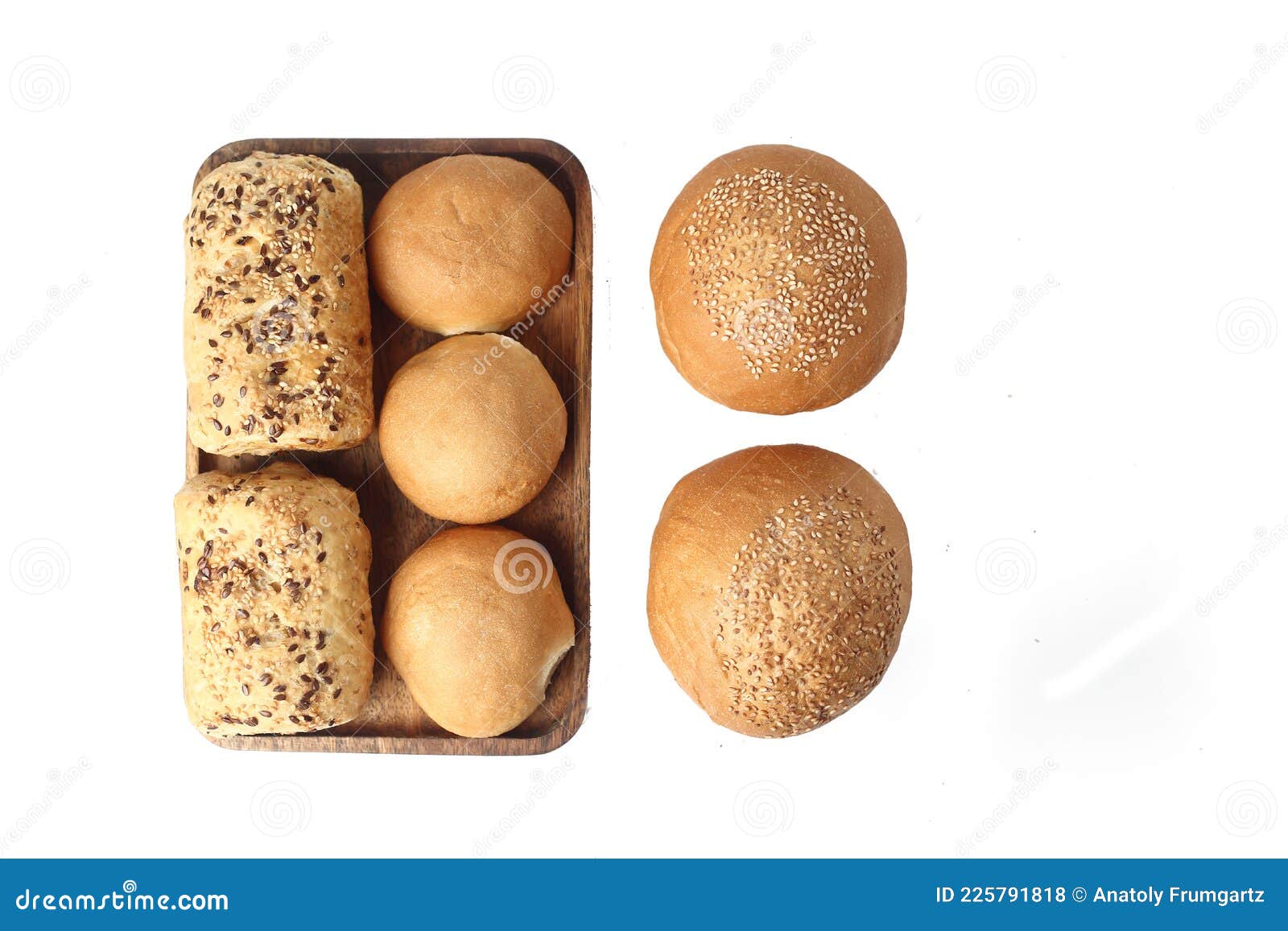 Buns of Different Kinds Isolated on White Background Flat Lay Stock ...