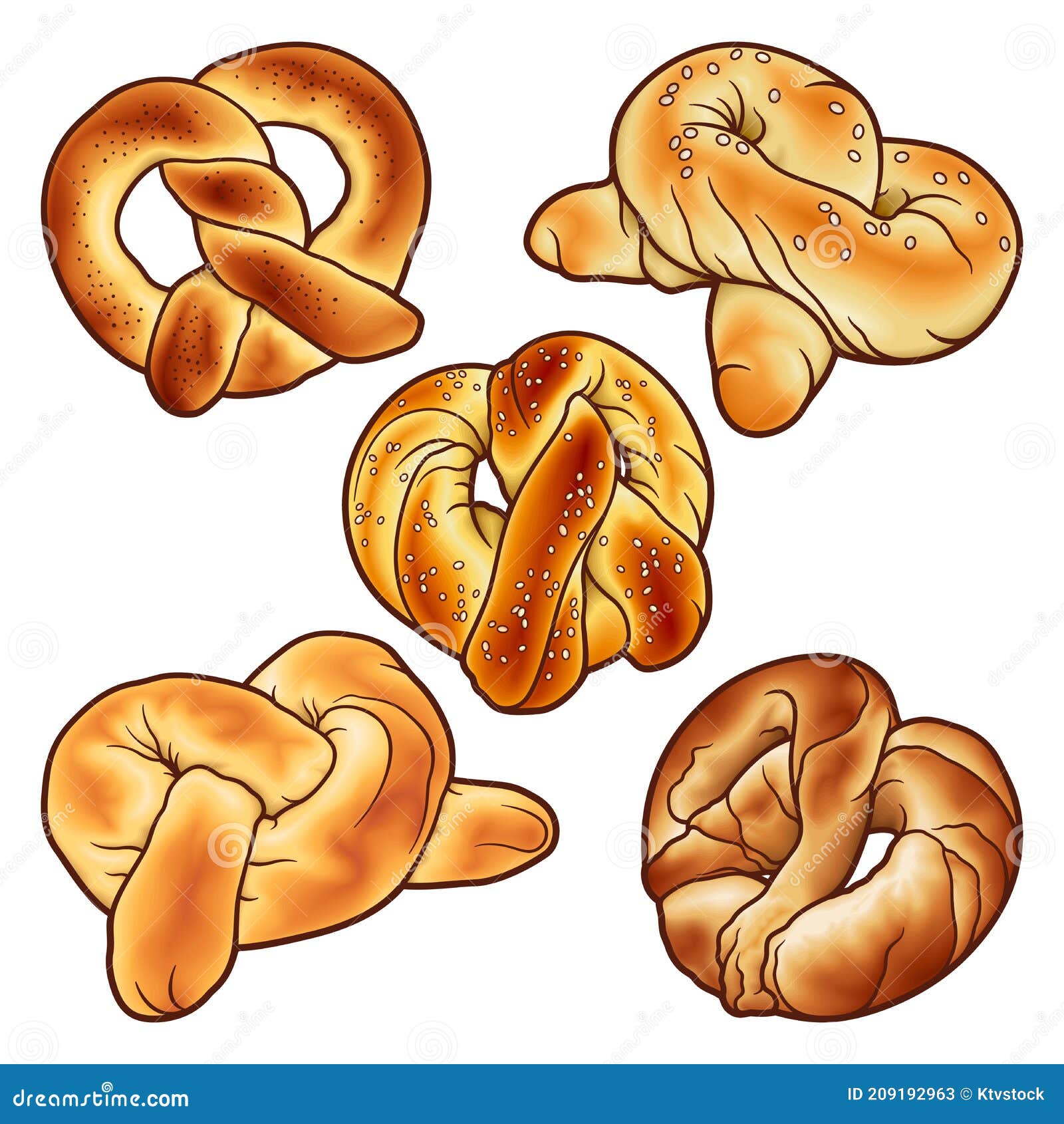 Buns Hand Drawn Vector Doodles Set. Bake Shop Elements and Objects ...