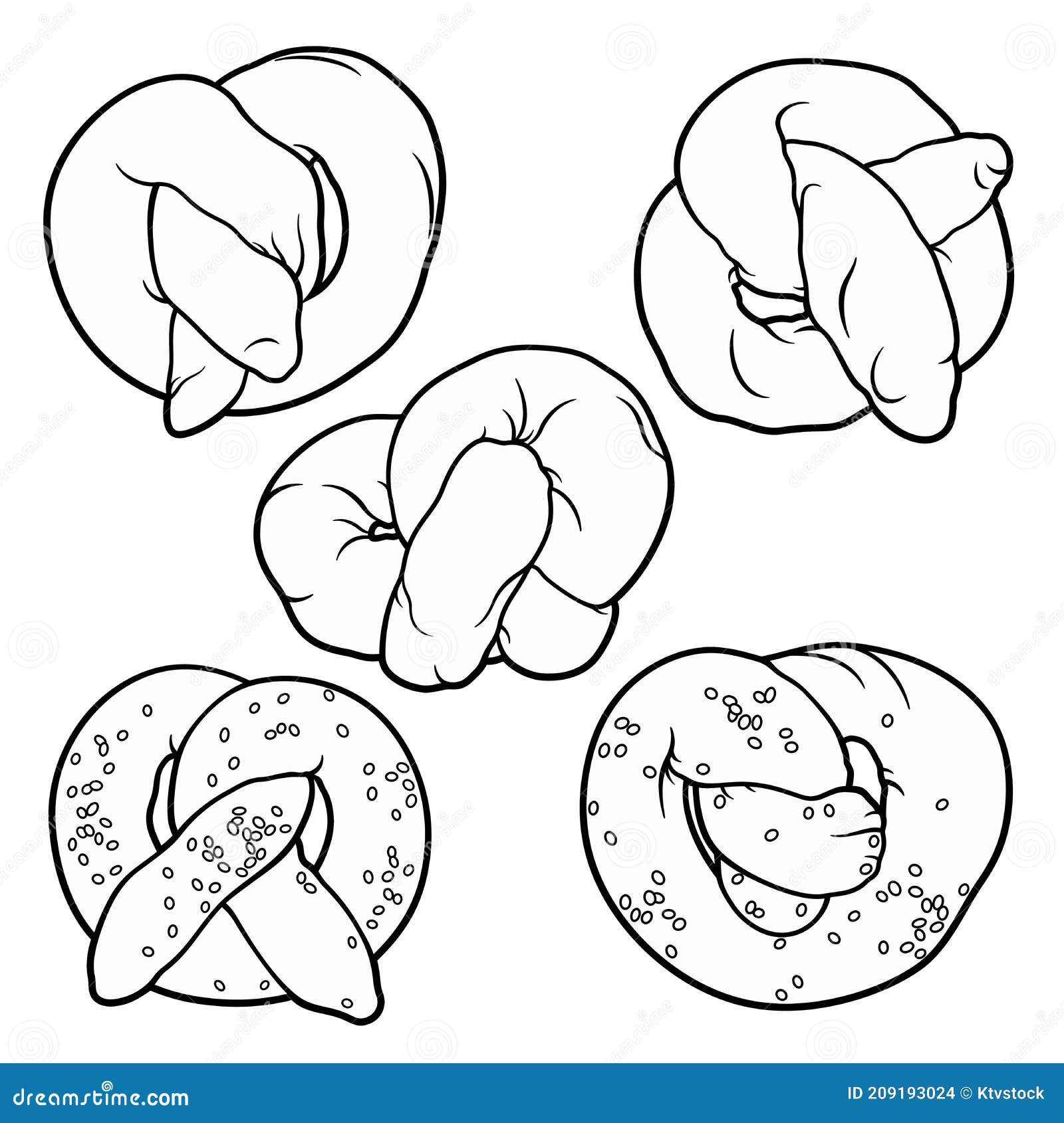 Buns Hand Drawn Vector Doodles Set. Stock Vector - Illustration of ...