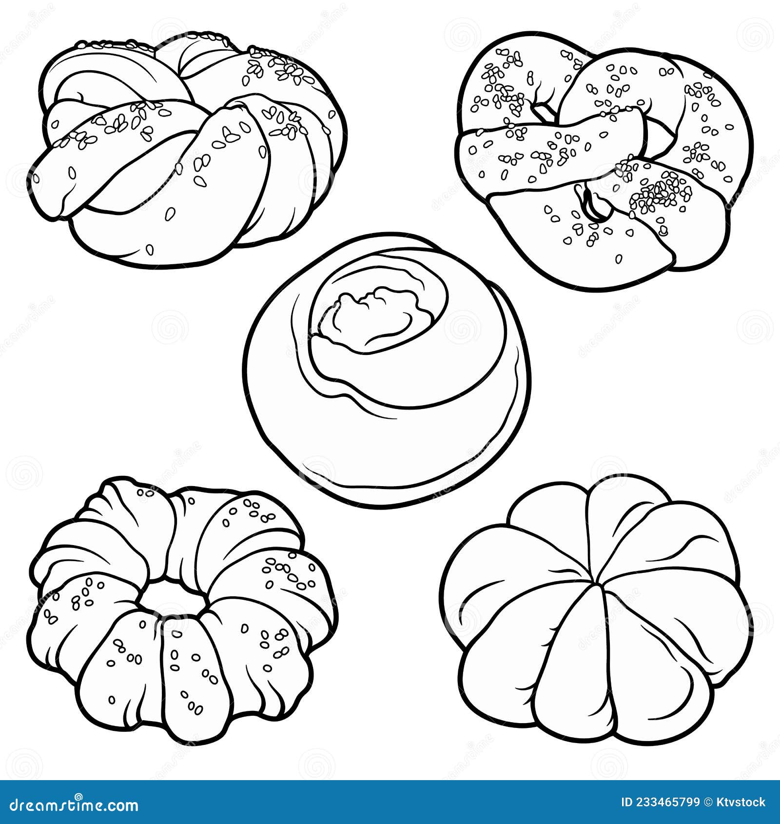 Buns Hand Drawn Vector Doodles Set. Stock Vector - Illustration of ...