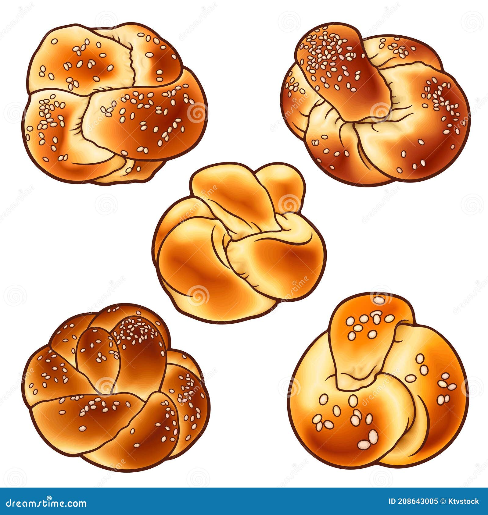 Buns Hand Drawn Vector Doodles Set. Stock Vector - Illustration of bake ...