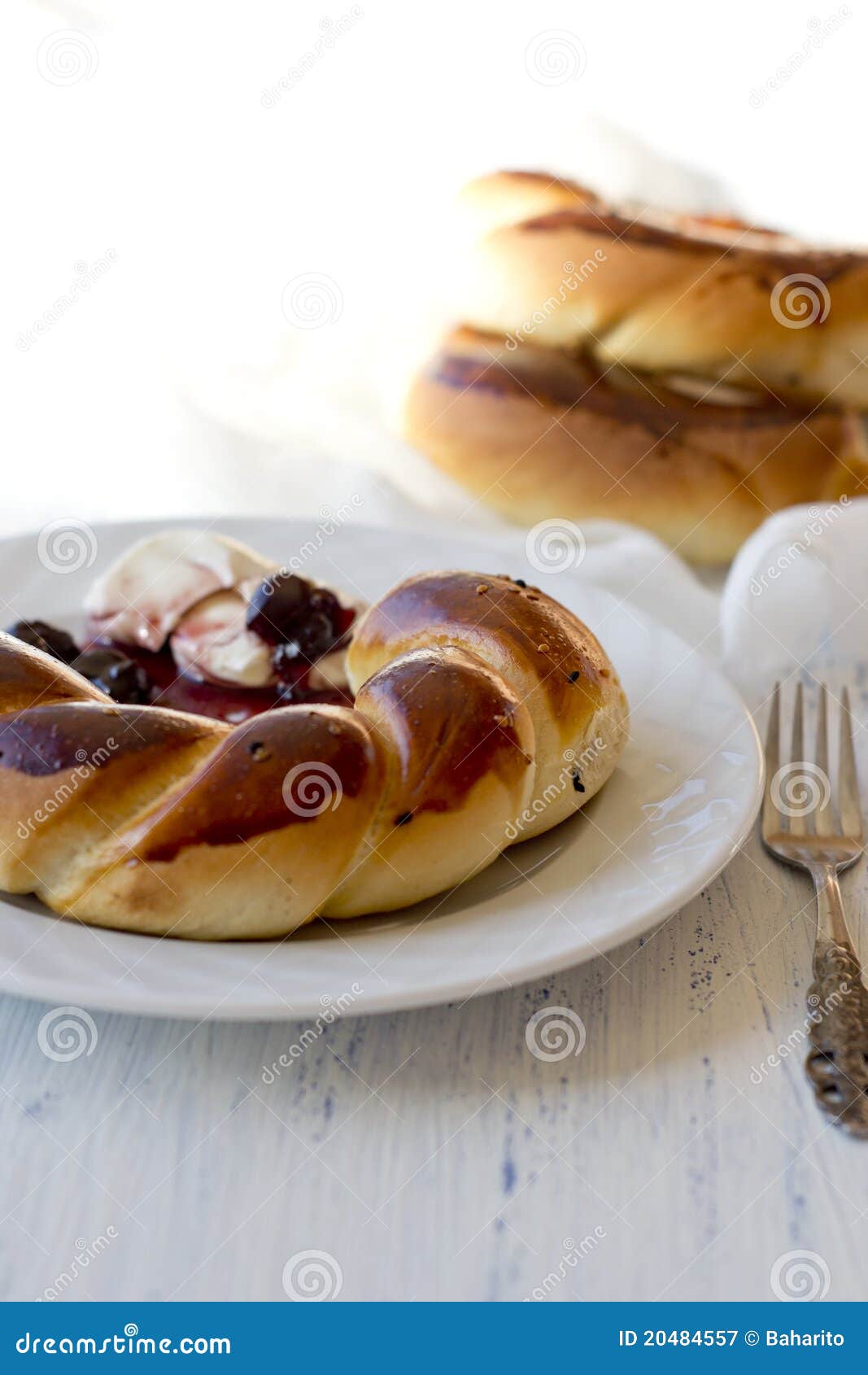 Buns, jam and cream cheese stock image. Image of morning - 20484557