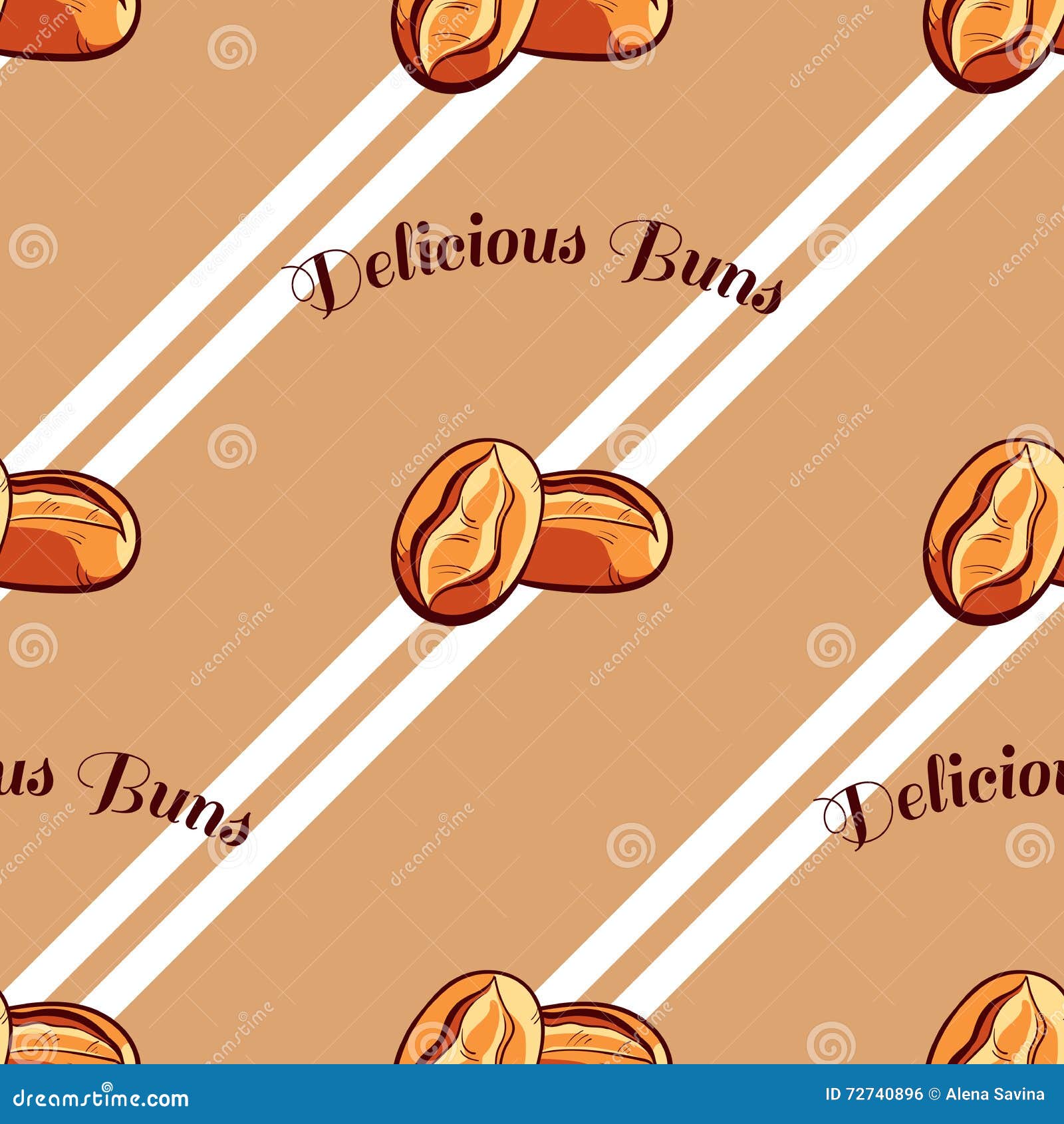 Buns Seamless Pattern stock vector. Illustration of loaf - 72740896