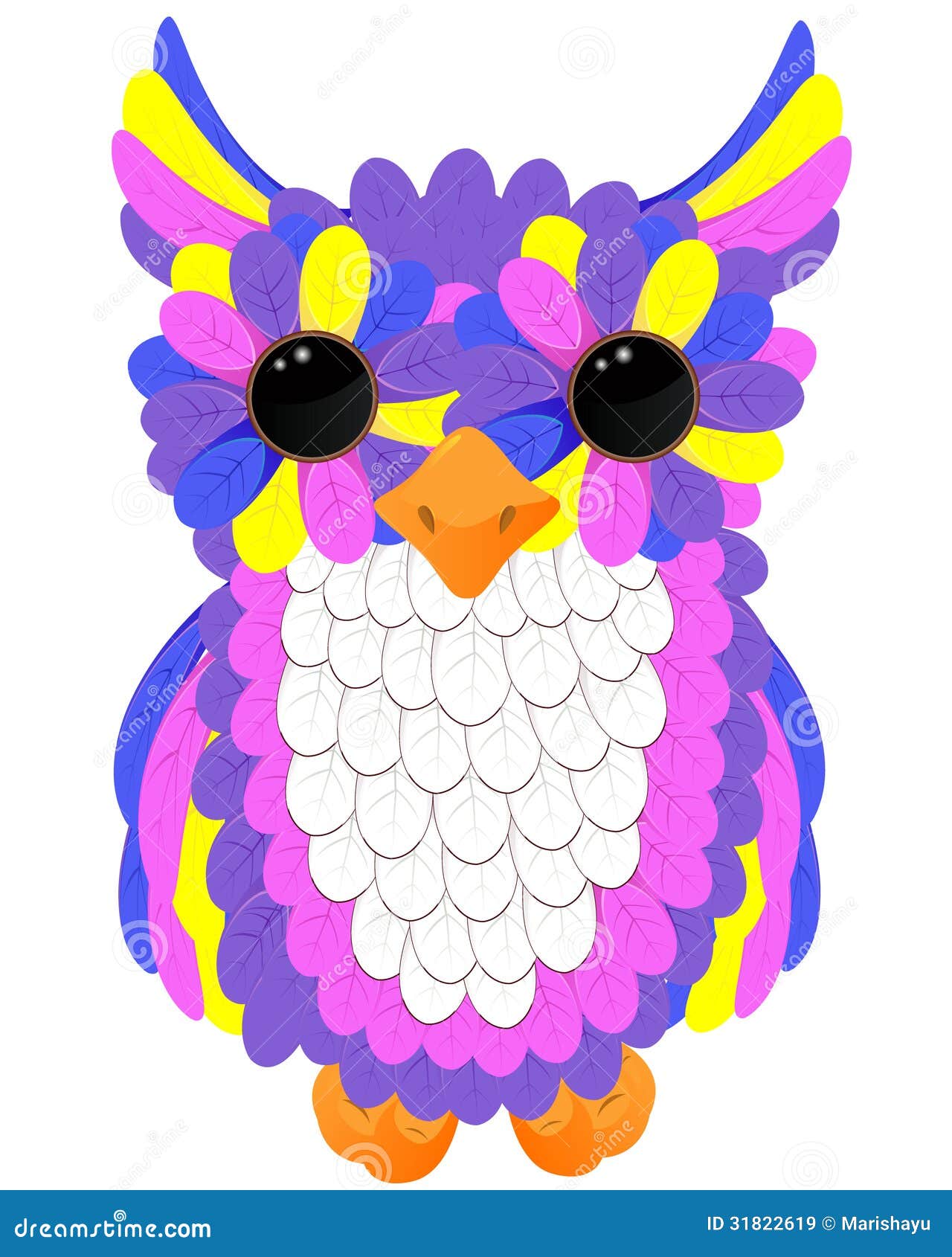 Bunte Eule vektor abbildung. Illustration von augen, feder - 31822619