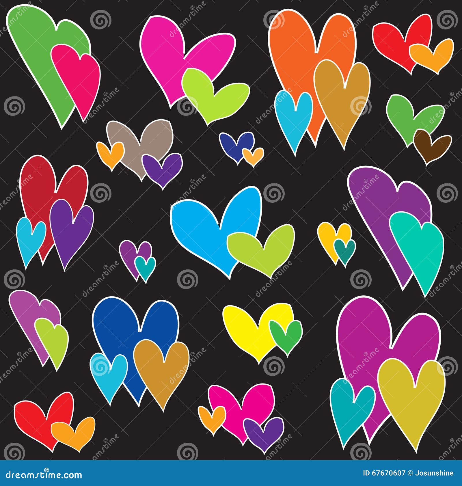 Bunte Herz-nette Karte vektor abbildung. Illustration von violett - 67670607