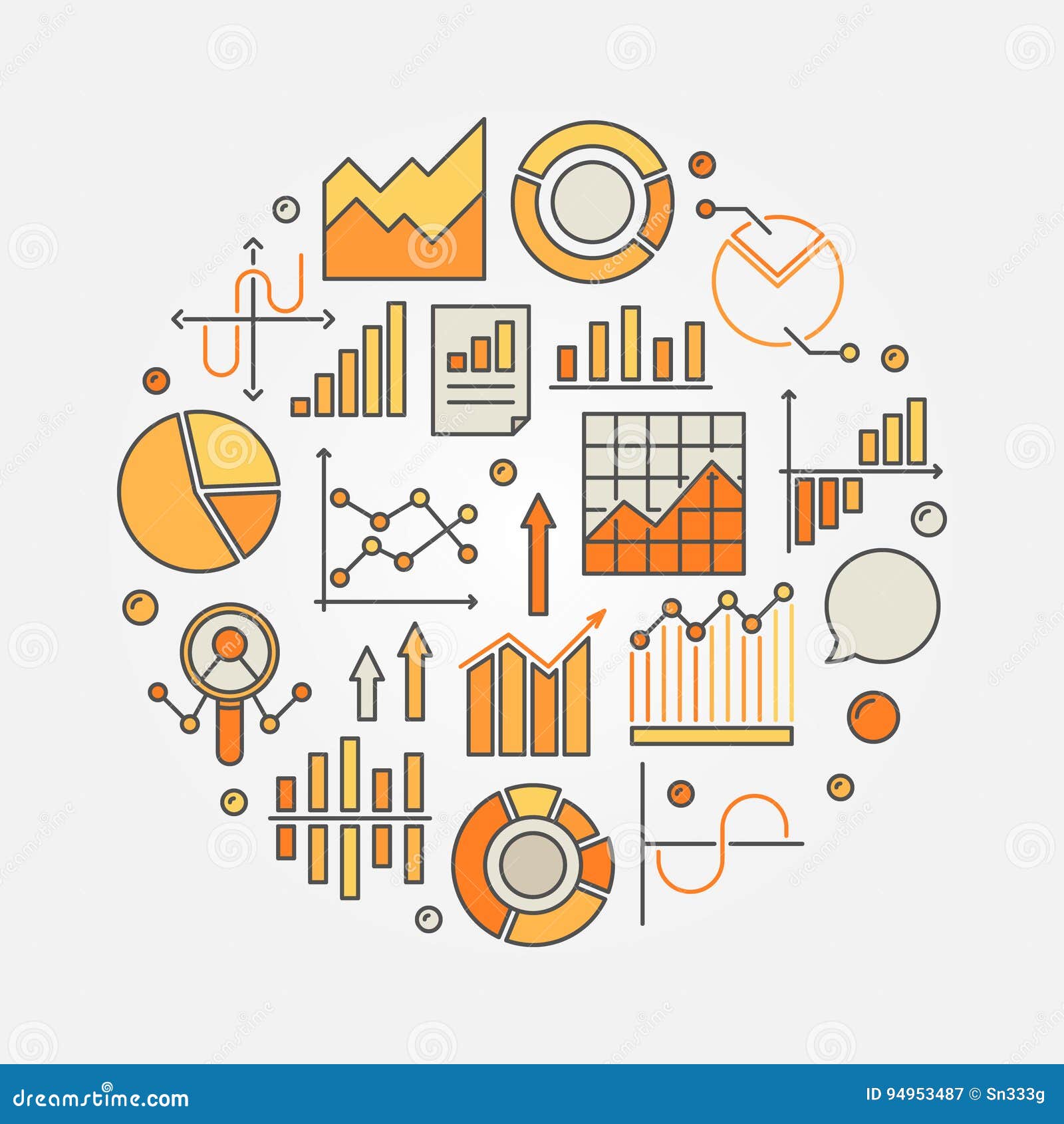 Bunte Illustration Der Statistik- Und Datenanalyse Vektor Abbildung ...
