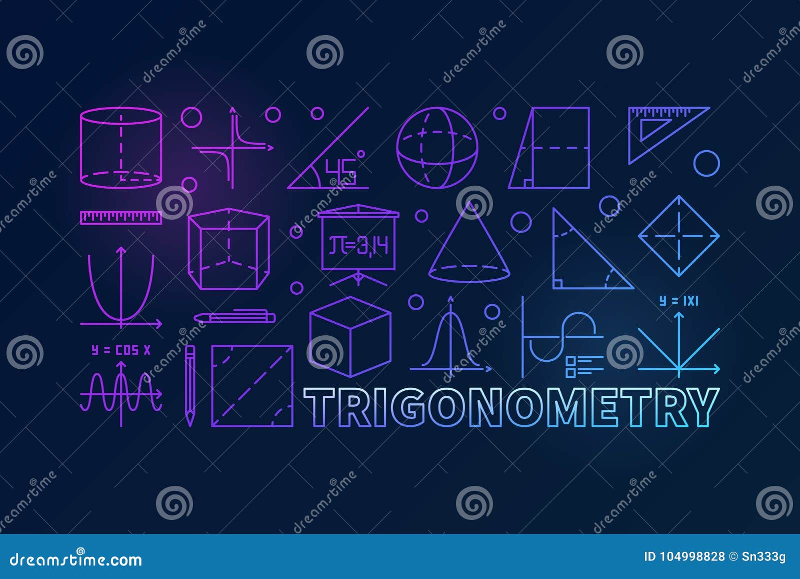 Bunte Illustration Oder Fahne Des Trigonometrievektors Vektor Abbildung ...