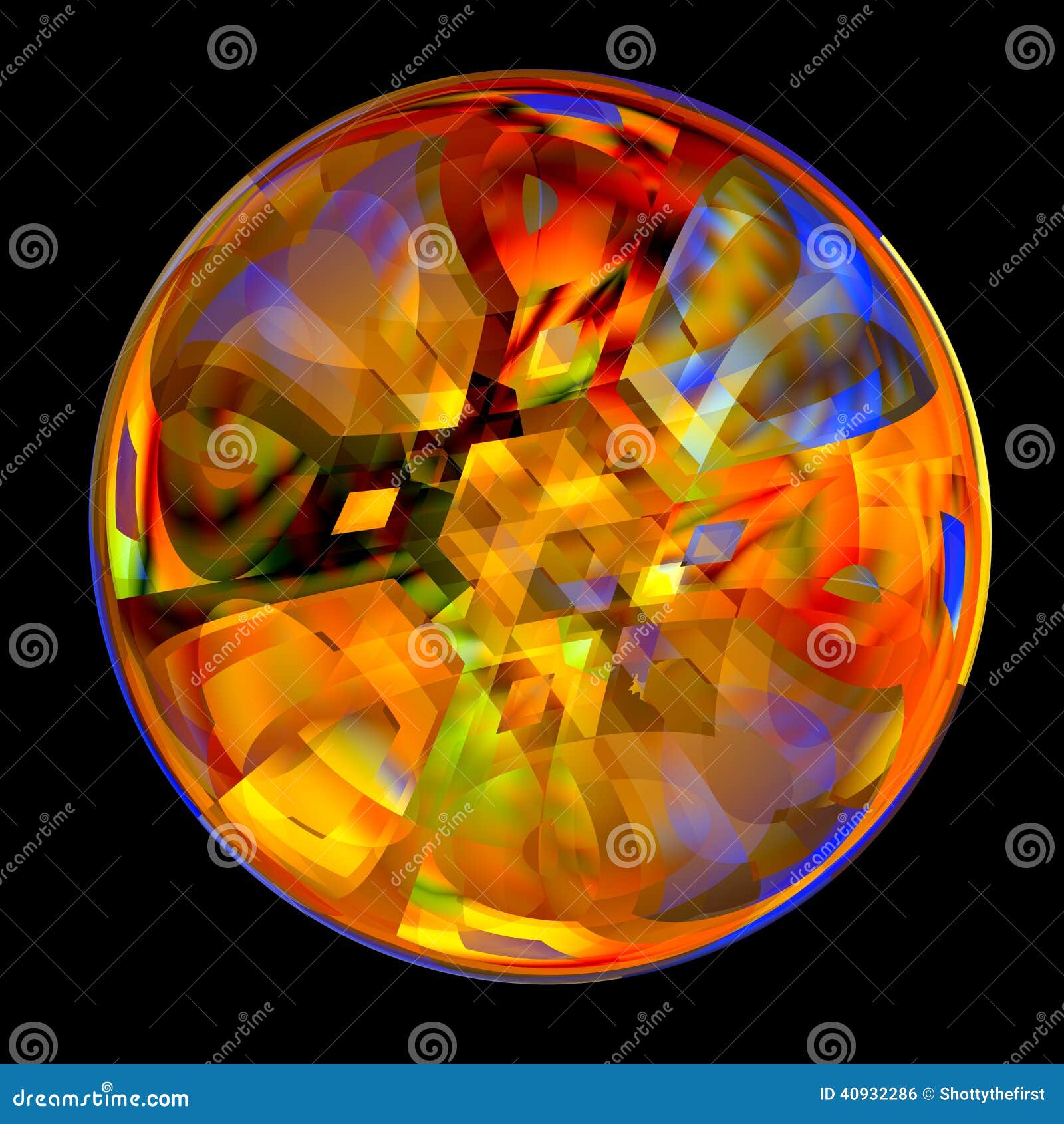 Bunte Kristallkugel stock abbildung. Illustration von computer - 40932286