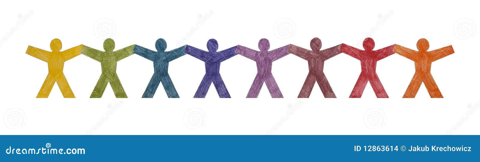 Bunte Leute, Die in Einer Reihe Stehen Stockfoto - Bild von getrennt ...