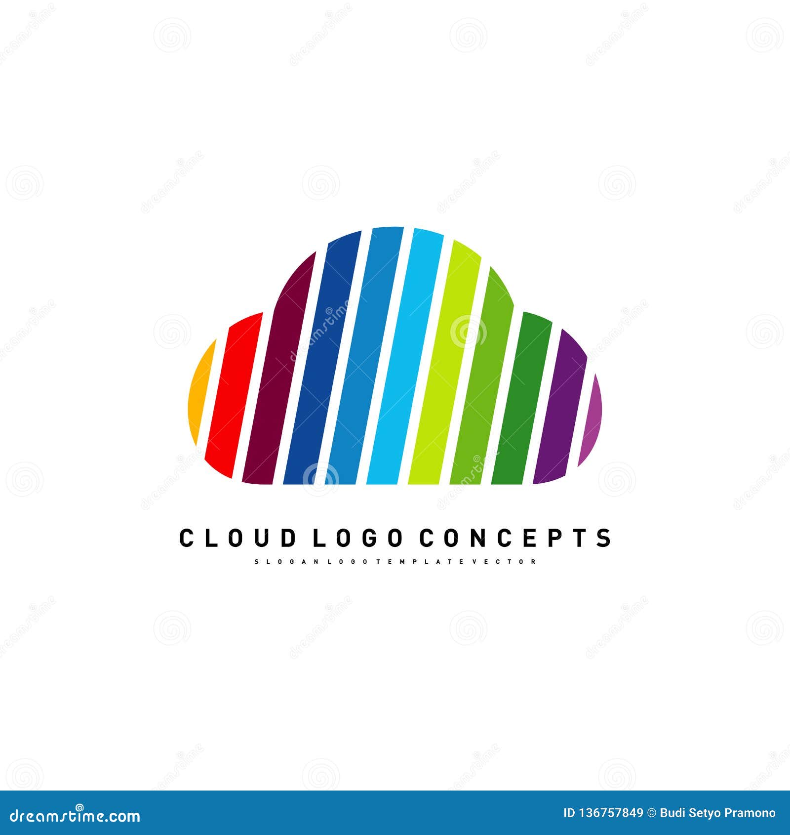 Bunte Wolke Logo Design Concept Vector Wolken-Farbe Logo Template ...