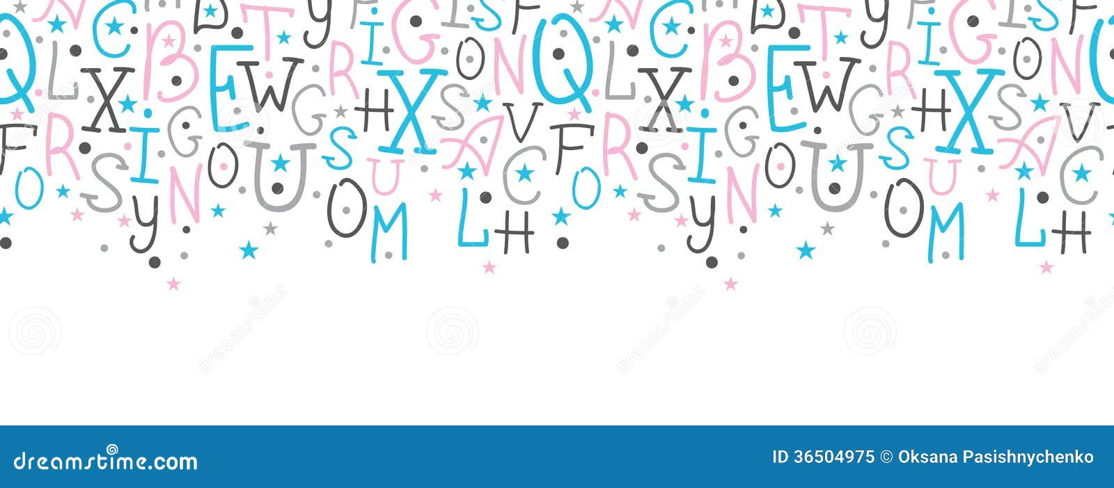 Buntes Alphabet Beschriftet Horizontale Grenze Vektor Abbildung ...