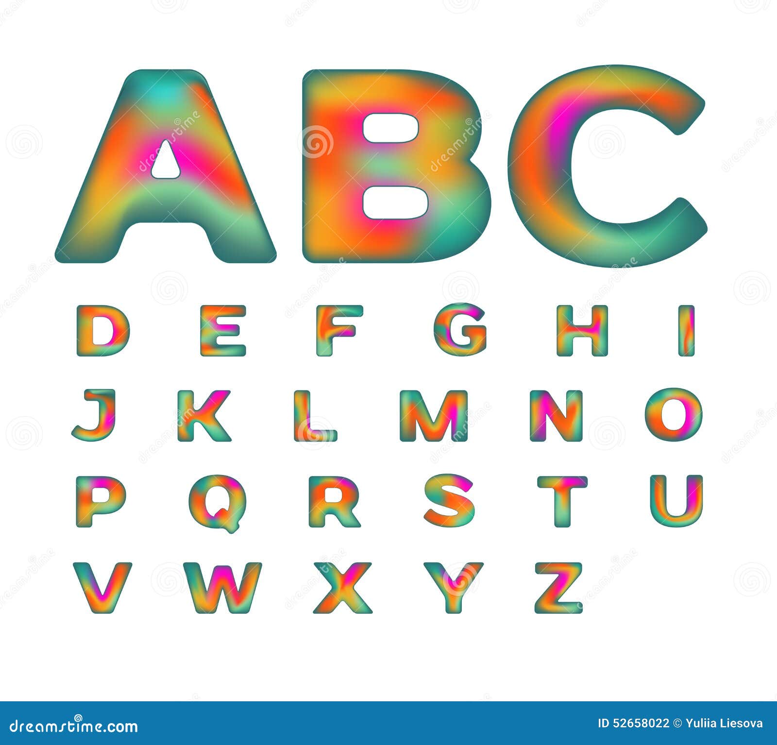 Buntes Alphabet Mit Schillernder Farbe Vektor Abbildung - Illustration ...