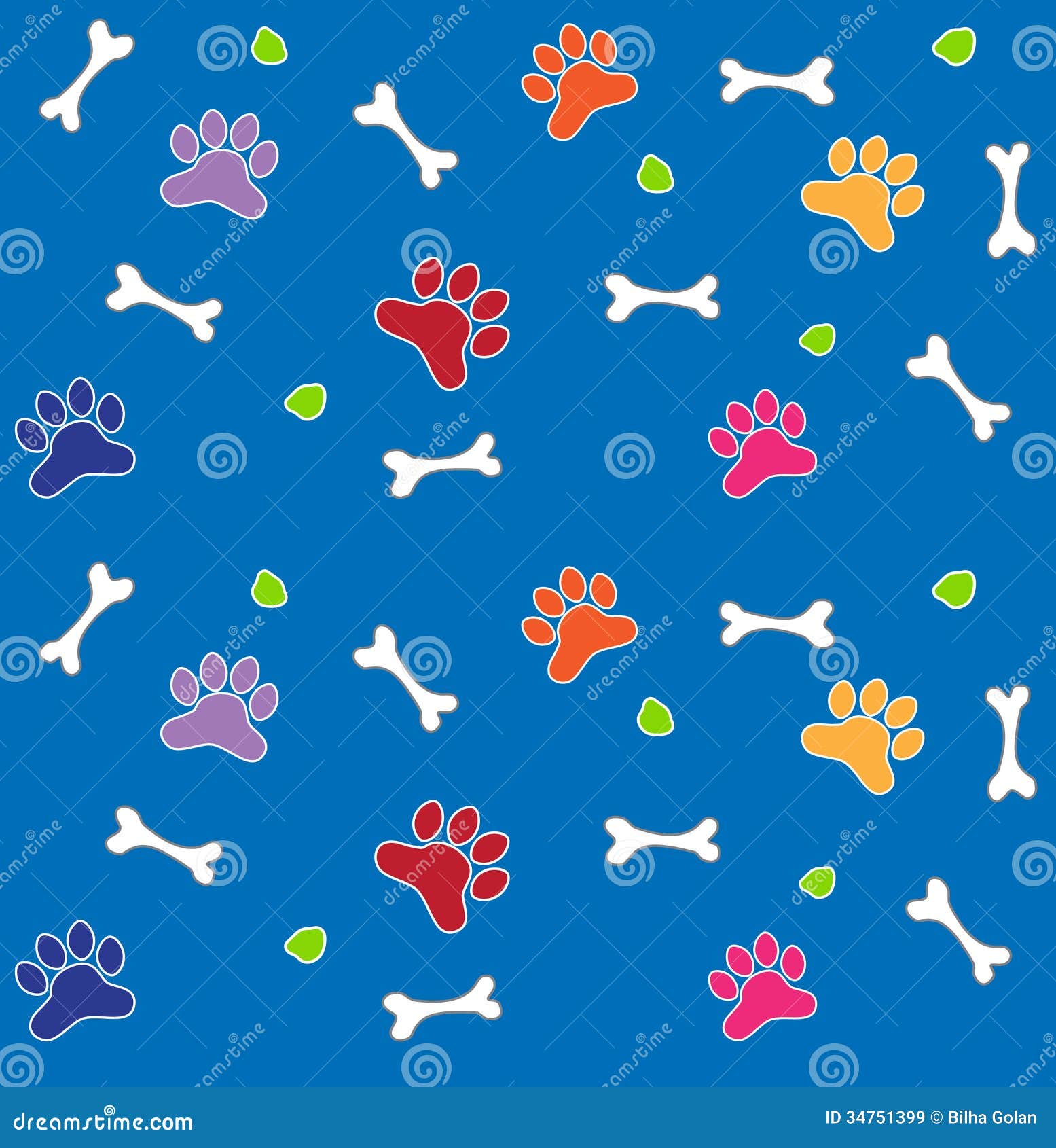 Buntes Knochen-und Tatzen-Muster Vektor Abbildung - Illustration von ...