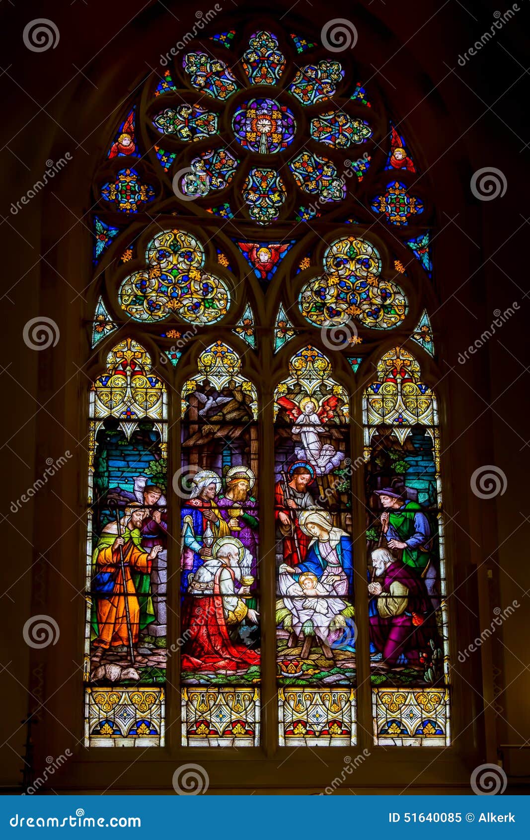 Buntglas-Fenster Der Geburt Christi Von Christus Stockbild - Bild von ...