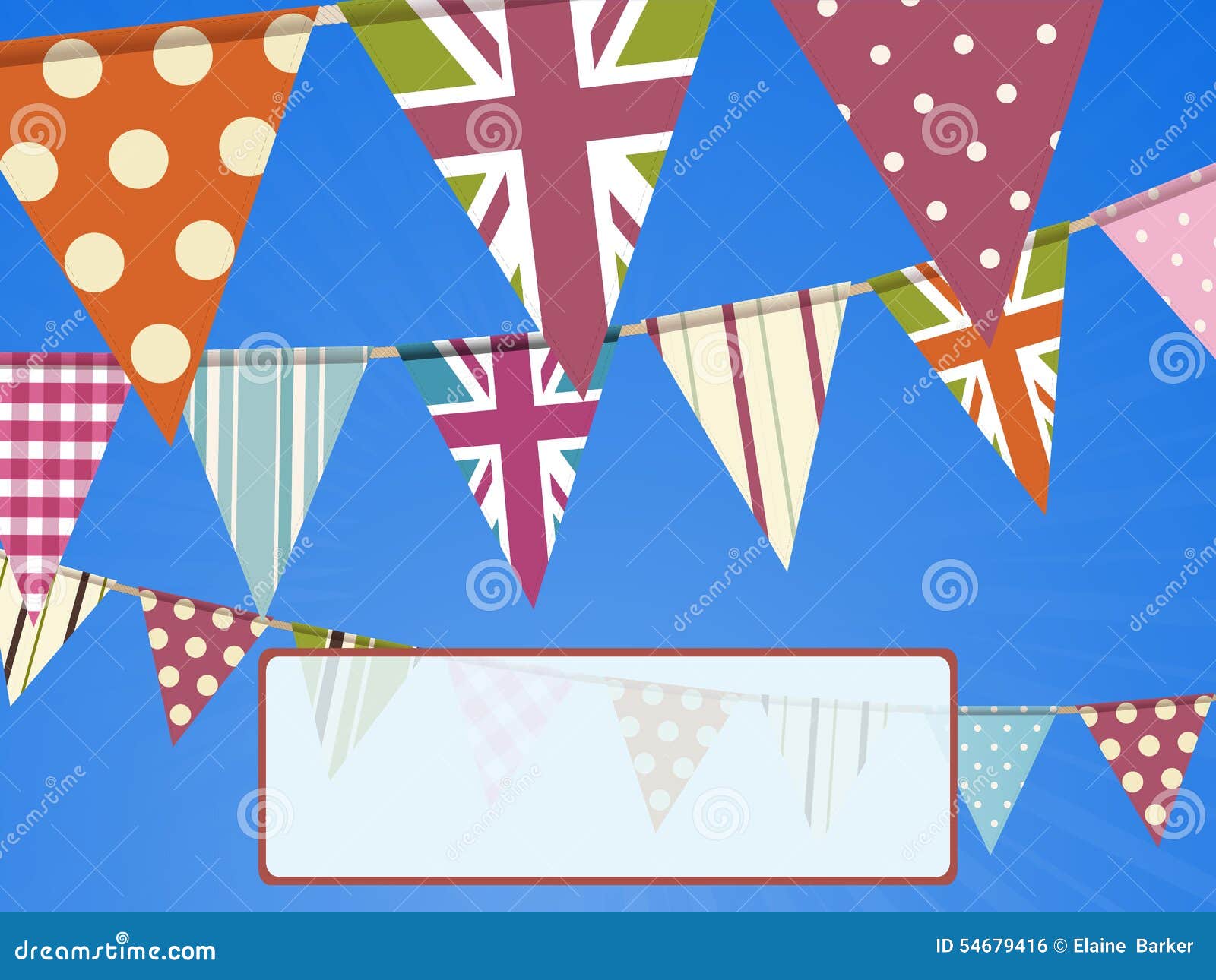 Bunting on Blue Sky and Message Stock Illustration - Illustration of ...