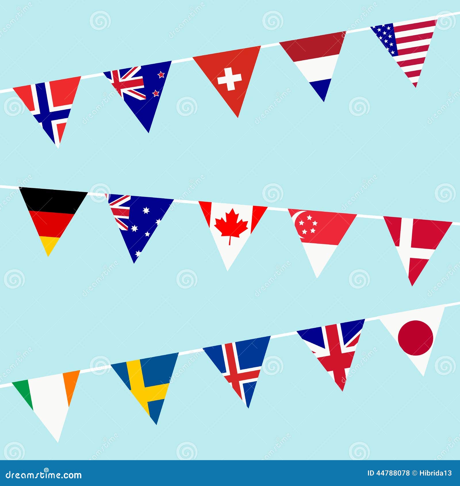 Bunting with Flags of the Most Developed Countries in the World Stock ...