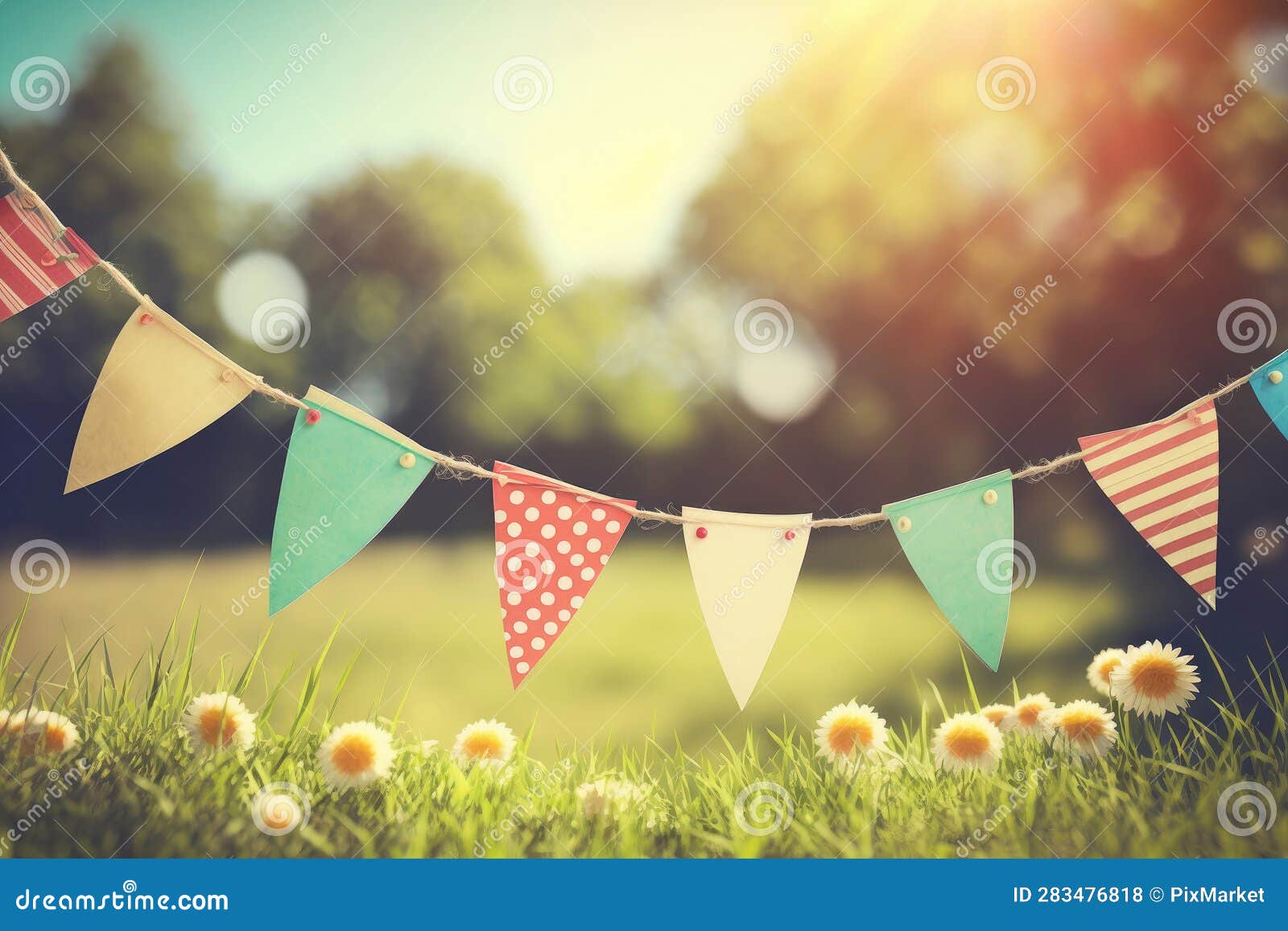 Summer Bunting, Generative AI Stock Illustration - Illustration of ...