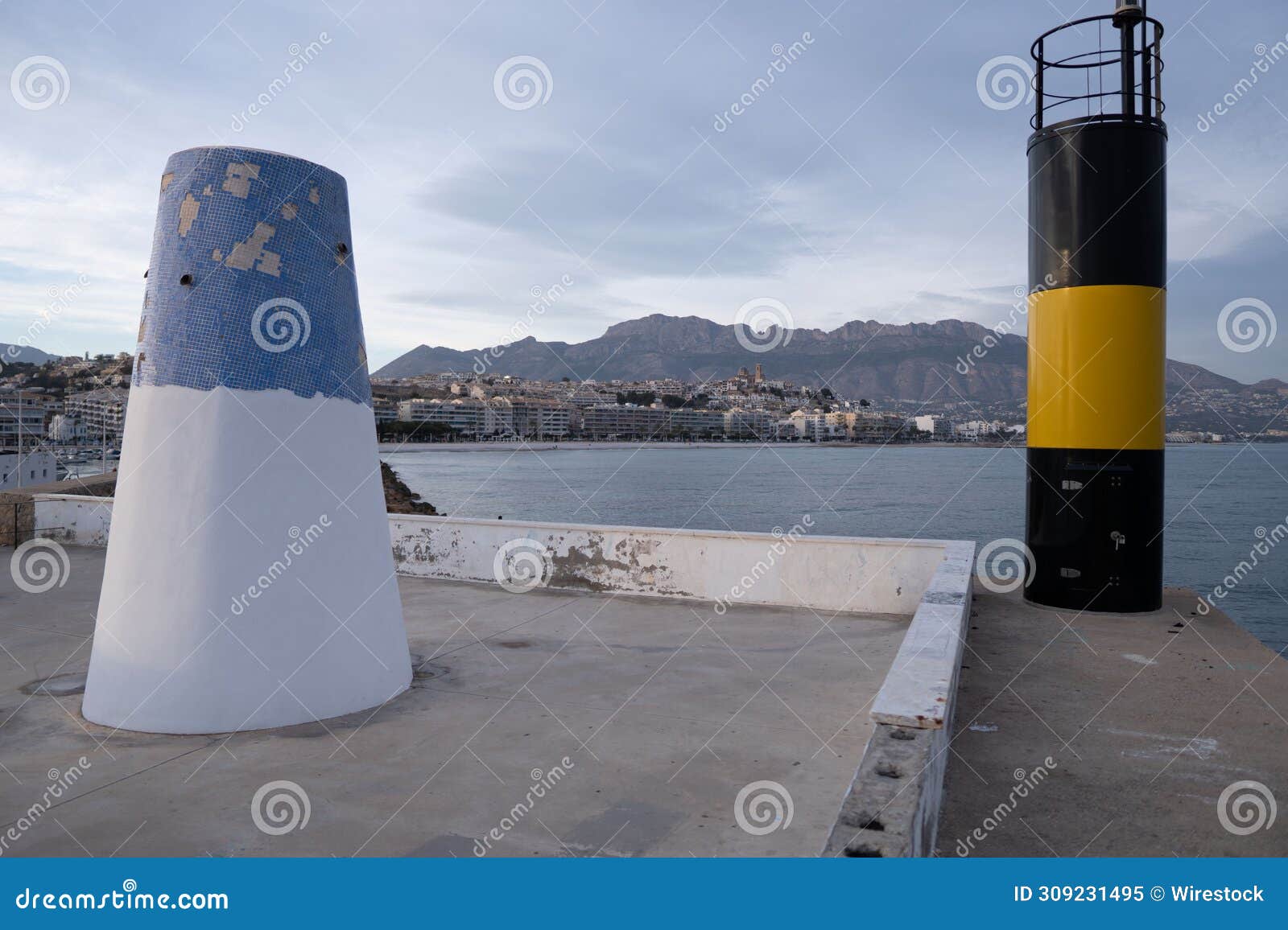 Buoy and a Column on a Dock Near the Water S Edge Stock Image - Image ...