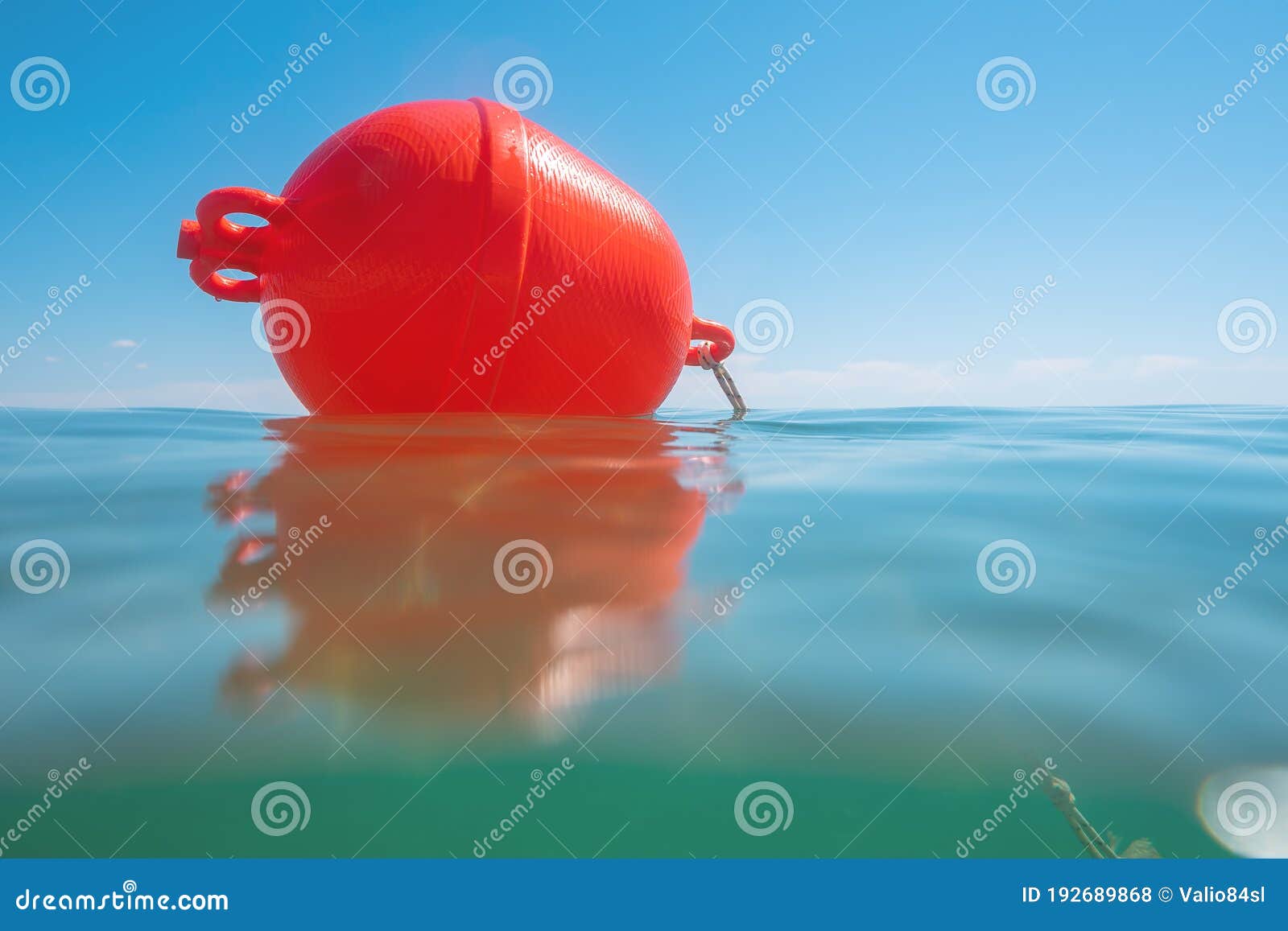Buoy Float on the Sea Water and Underwater View Stock Photo - Image of ...