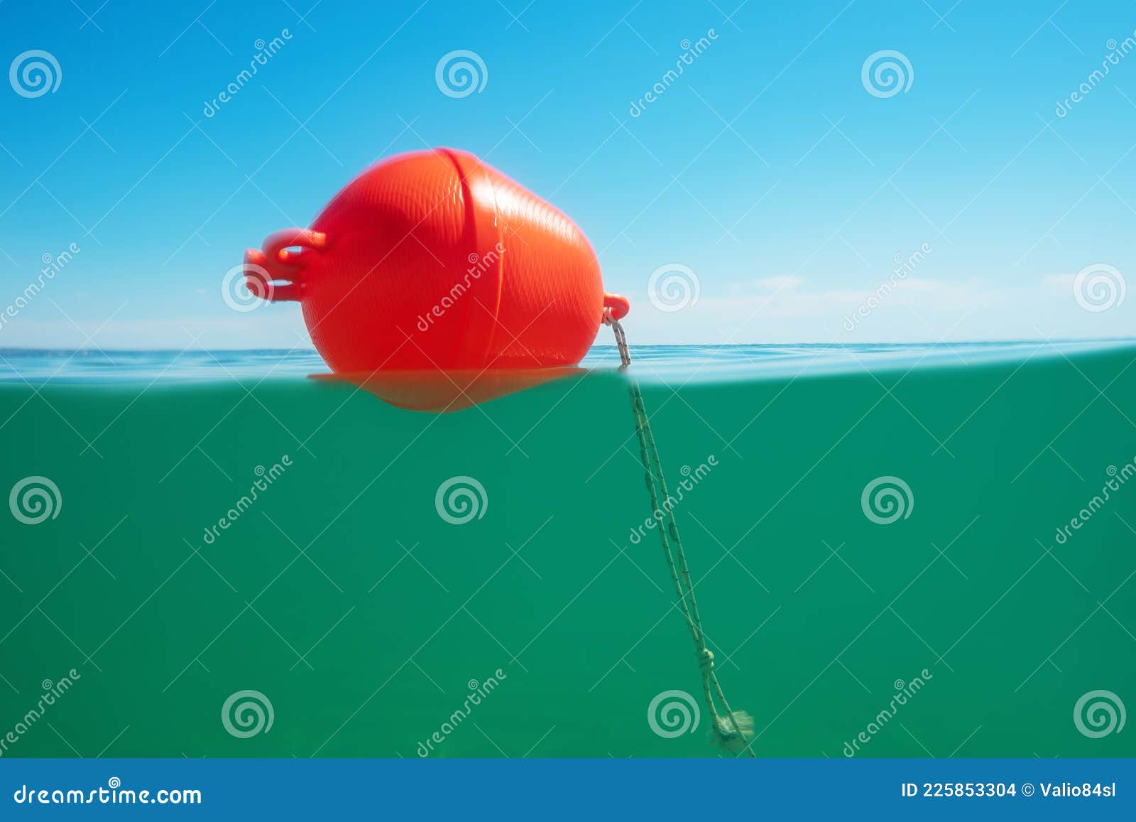 Buoy Float on the Sea Water and Underwater View Stock Photo - Image of ...