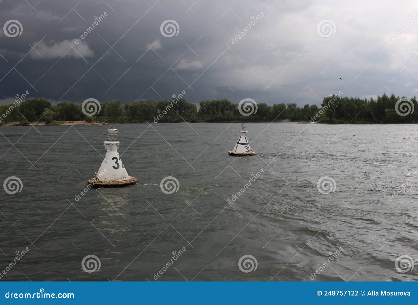 Buoys and Fairway on the River Float for a Navigable Channel in the ...