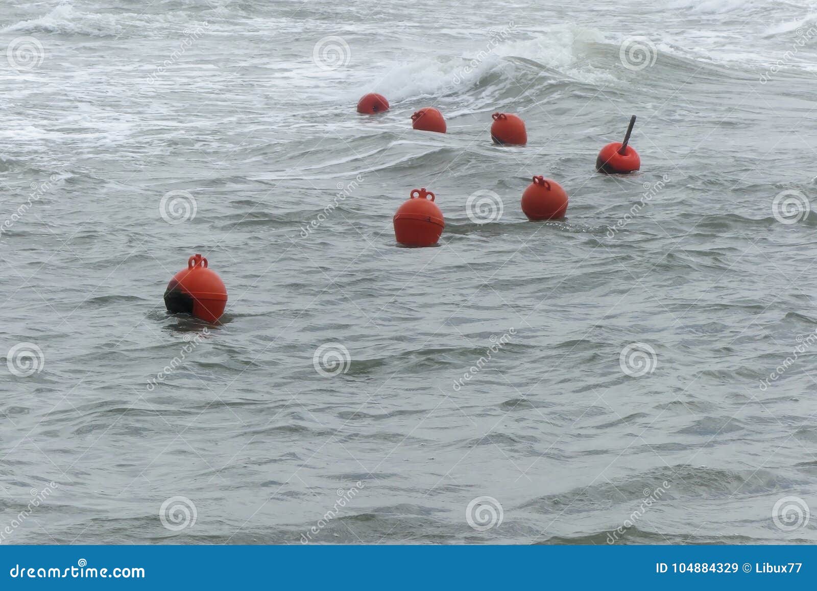 Buoys floating rough sea stock image. Image of float - 104884329