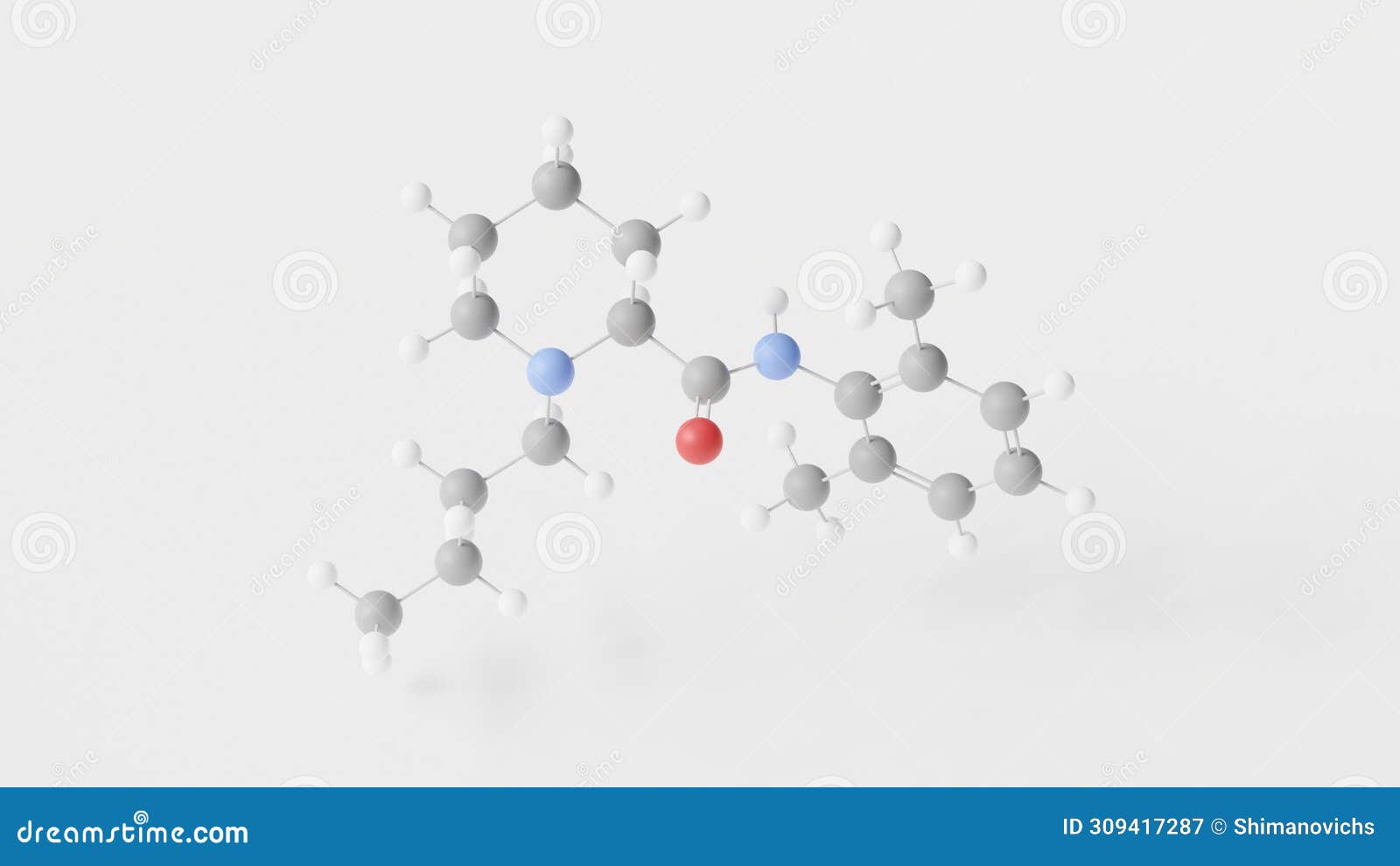 Bupivacaine Molecule 3d, Molecular Structure, Ball and Stick Model ...