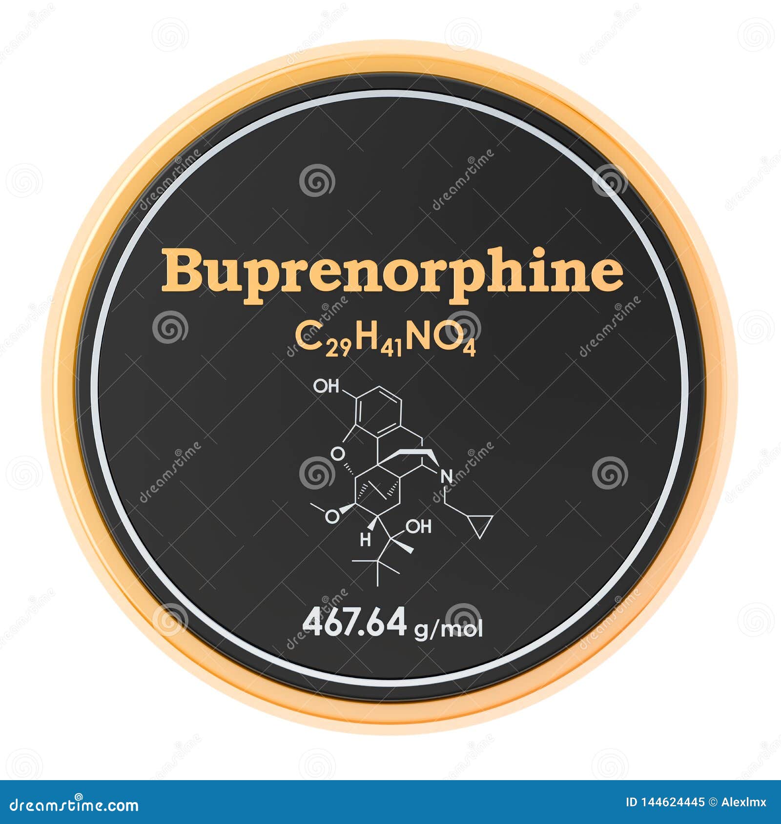 Buprenorphine. Chemical Formula, Molecular Structure. 3D Rendering ...