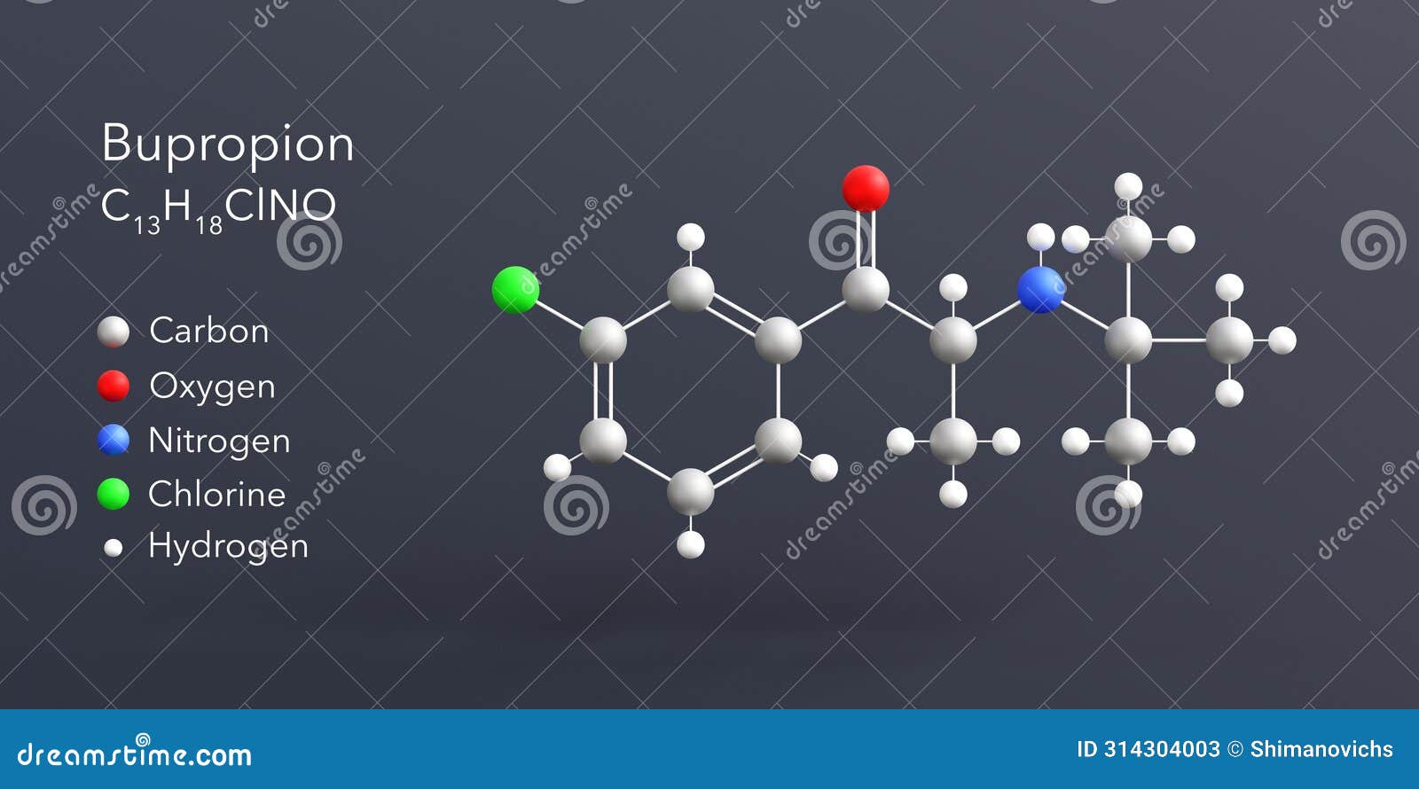 Bupropion Molecular Structure 3d, Flat Model, Wellbutrin, Structural ...