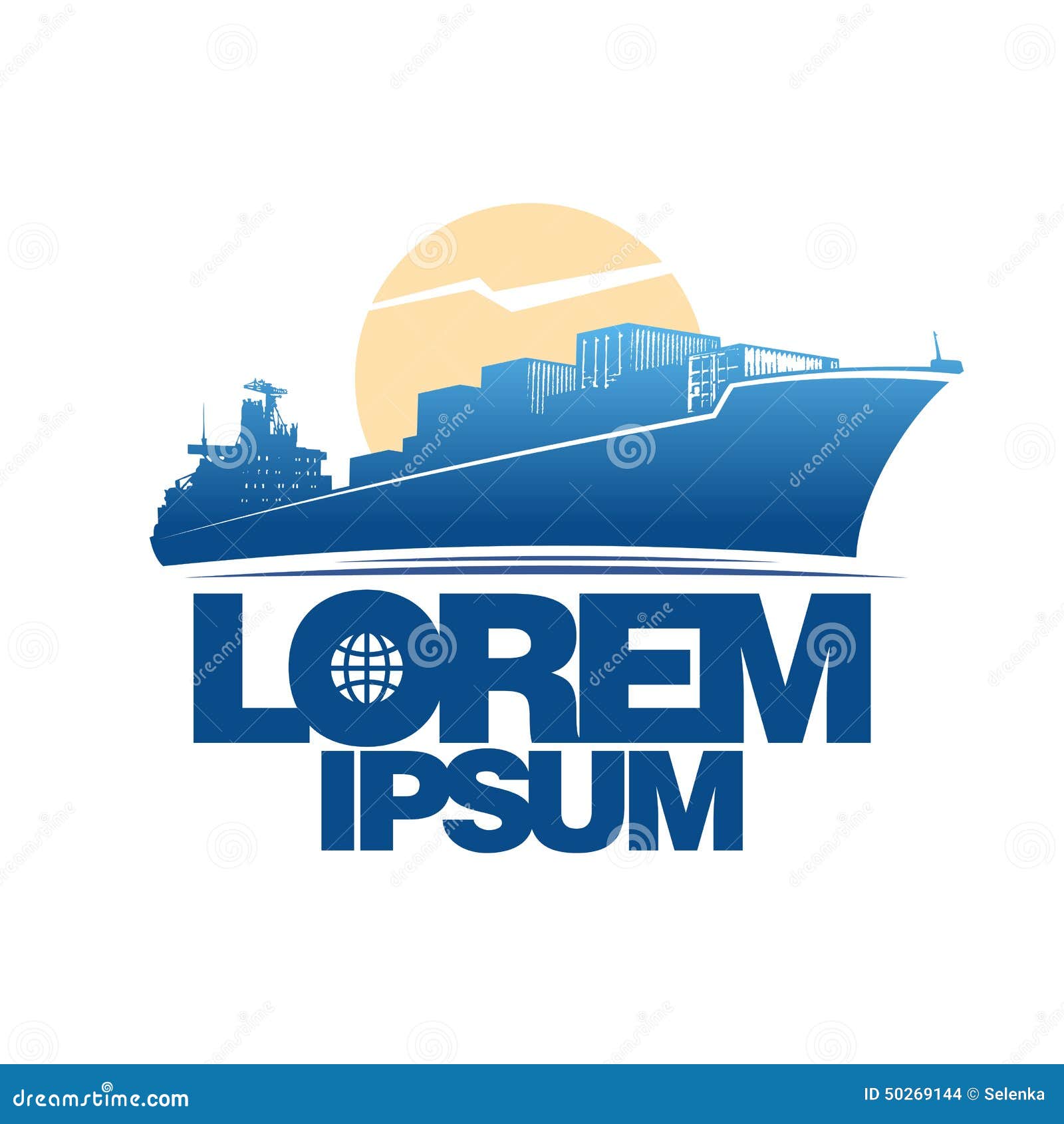 Buque De Carga Contra Logotipo Del Sol Ilustración del Vector ...