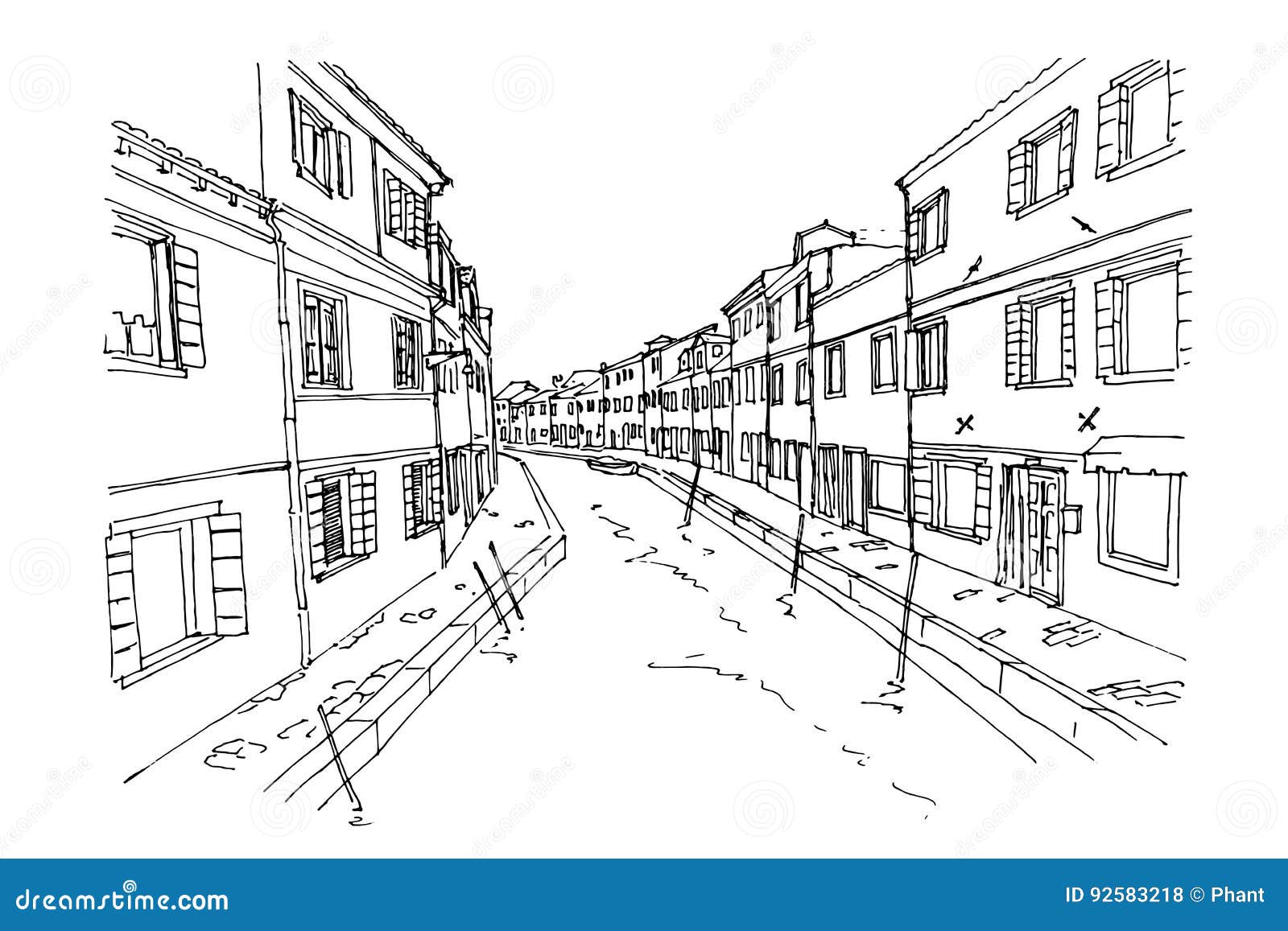 Burano Island, Venice, Italy. Stock Vector - Illustration of burano ...