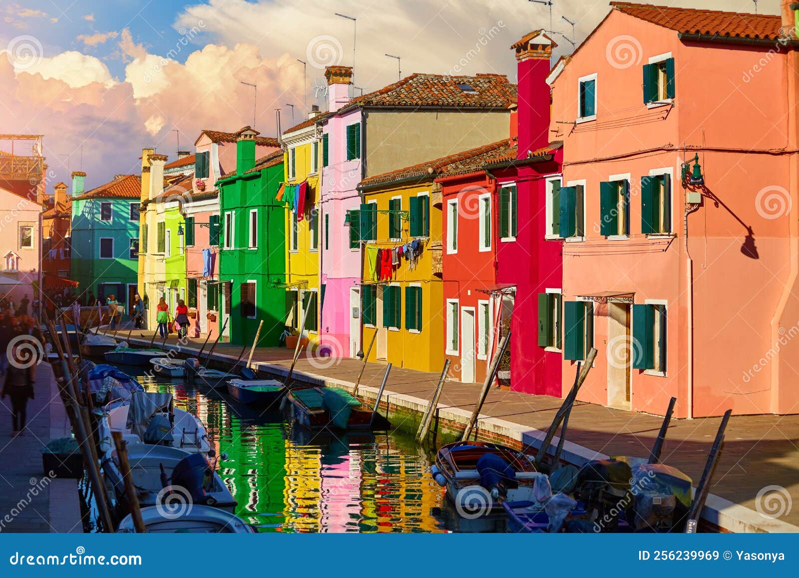Burano Island in Venice Italy Vibrant Village Channel with Boats Stock ... Burano Island in Venice Italy Vibrant Village Channel with Boats Stock ...
