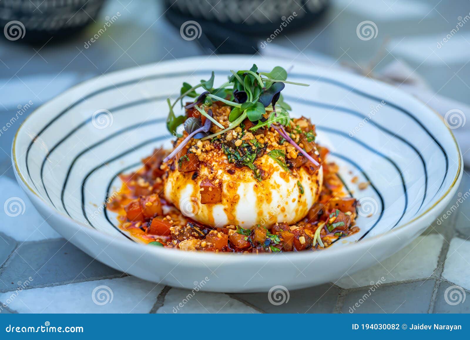 Buratta dish served stock photo. Image of buratta, dinner - 194030082
