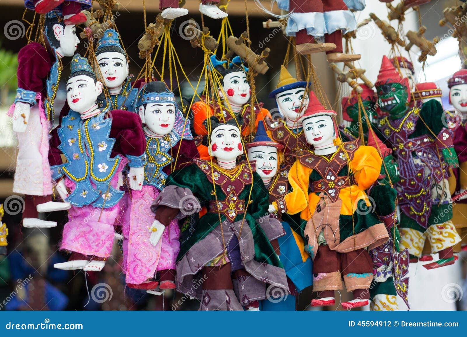 Burattini Variopinti Dal Myanmar Fotografia Stock - Immagine di dramma ...