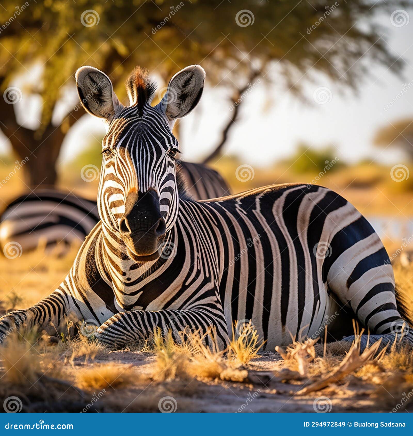 Burchell S Zebra Lying Down Made with Generative AI Illustration Stock ...