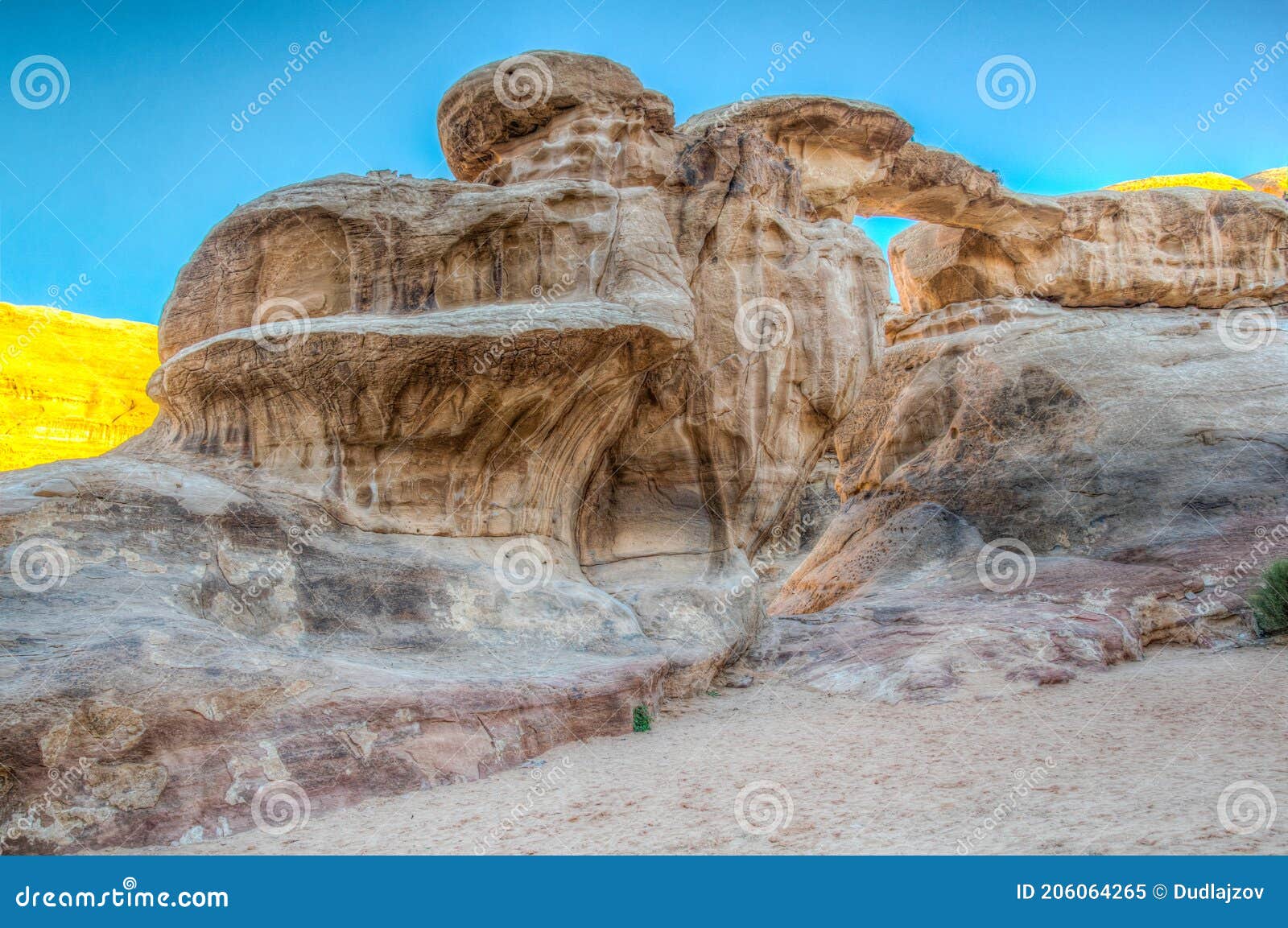 Burdah Rock Bridge at Wadi Rum, Jordan Stock Image - Image of formation ...