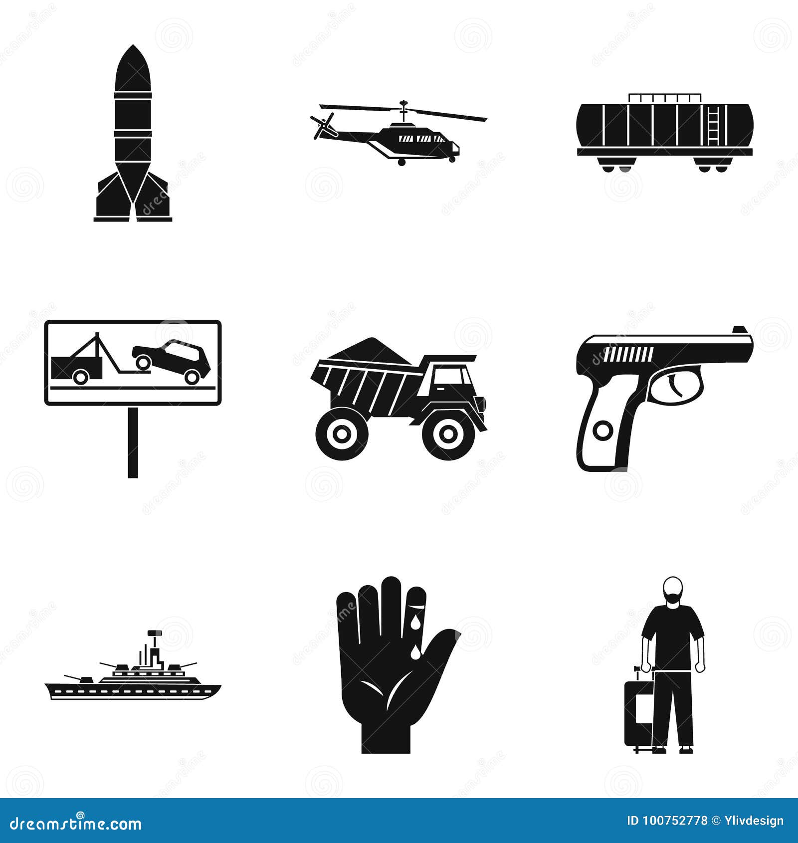 Burden Icons Set, Simple Style Stock Vector - Illustration of isolated, black: 100752778
