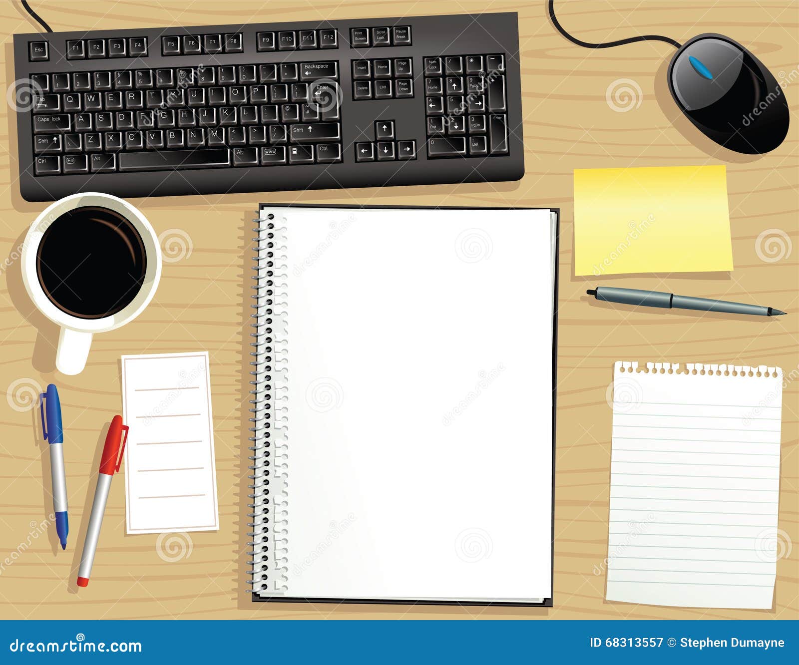 Bureau Avec Le Bloc-notes Attaché D'anneau Illustration de Vecteur ...